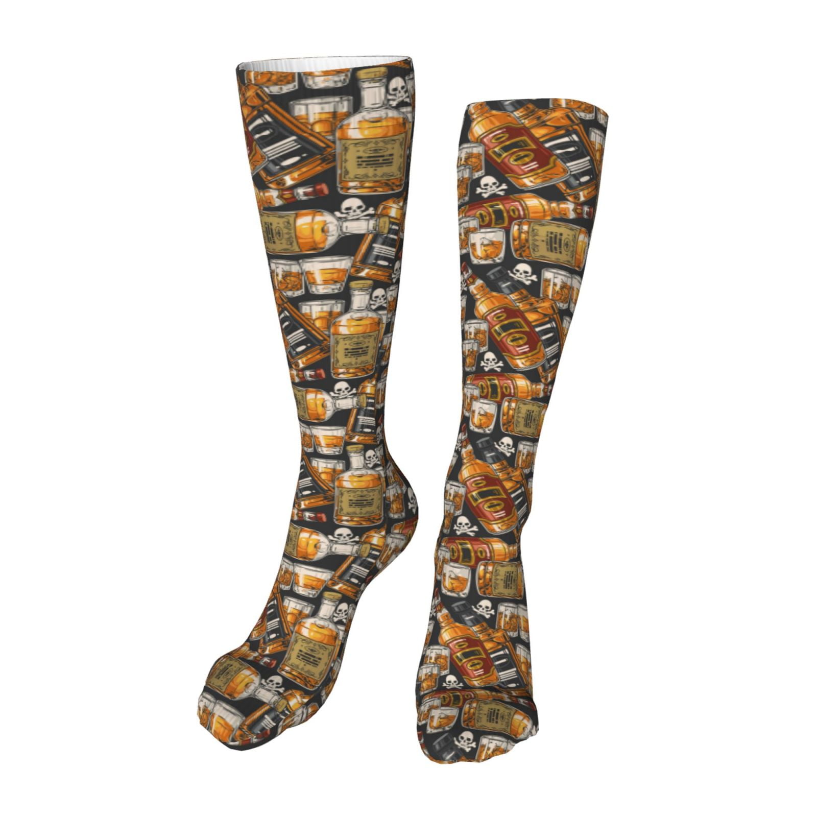 JUNZAN Fun Novelty Knee Warmer High Socks Vintage Bottles Design ...