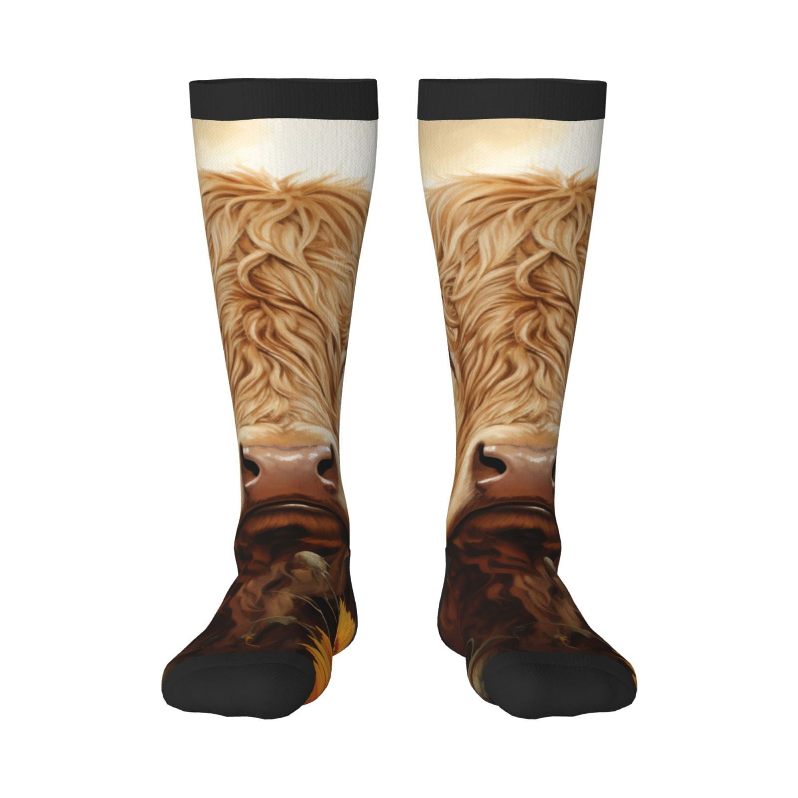 JUNZAN Fun Novelty Knee Warmer High Socks Vintage Sunflower Cow Design ...