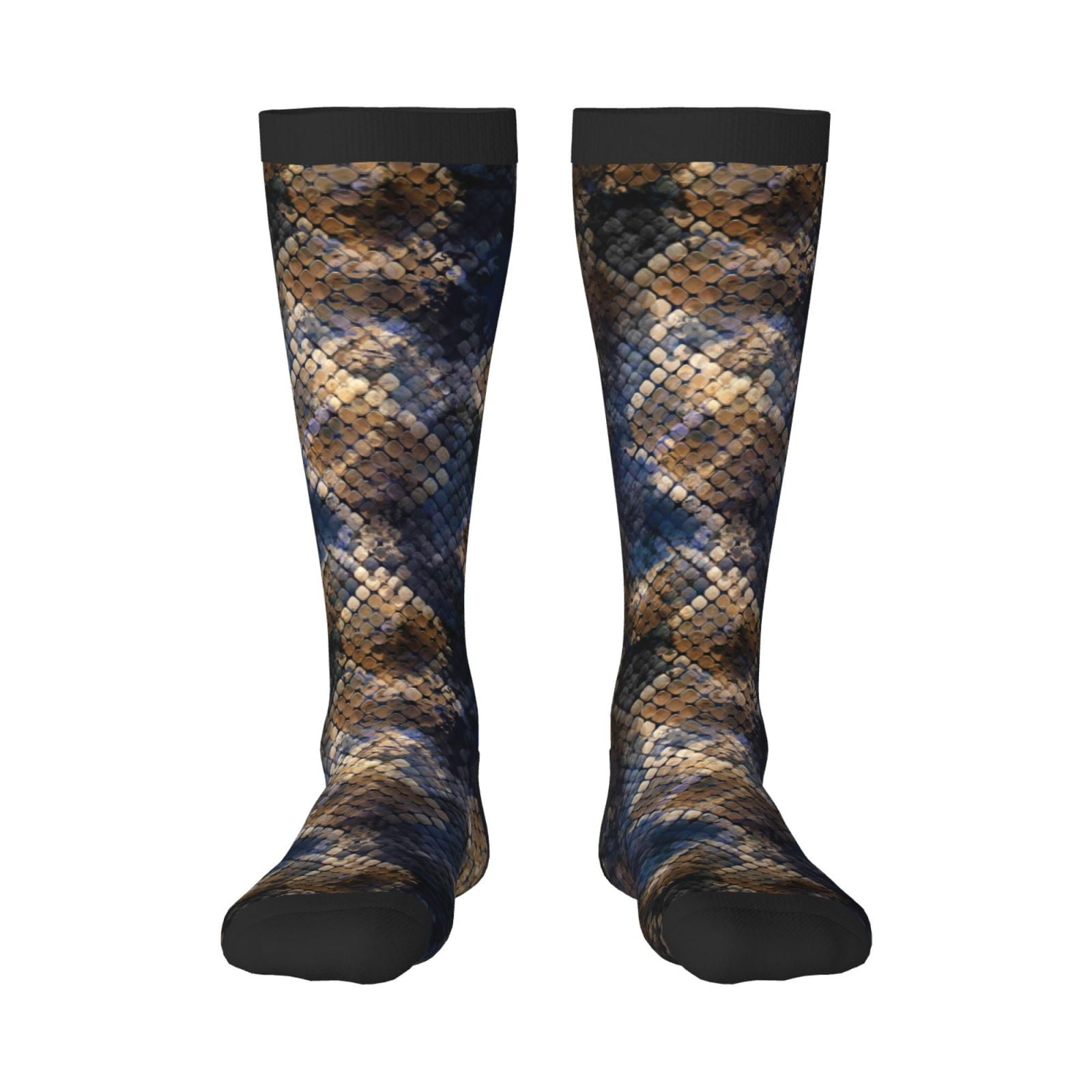 JUNZAN Fun Novelty Knee Warmer High Socks-Watercolor Snake Skin ...
