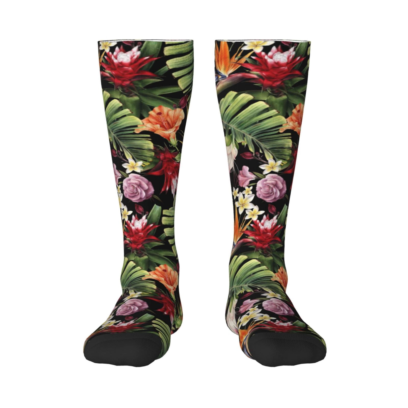 JUNZAN Fun Novelty Knee Warmer High Socks-Watercolor Tropical Flowers ...