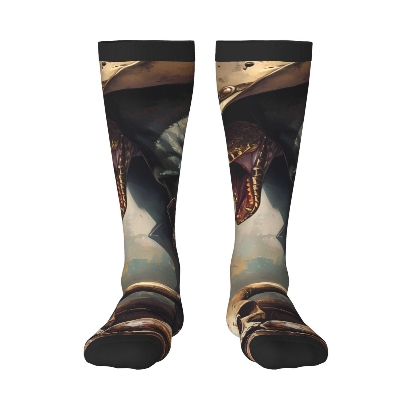 JUNZAN Fun Novelty Knee Warmer High Socks Western Cowboy Snake Ram ...