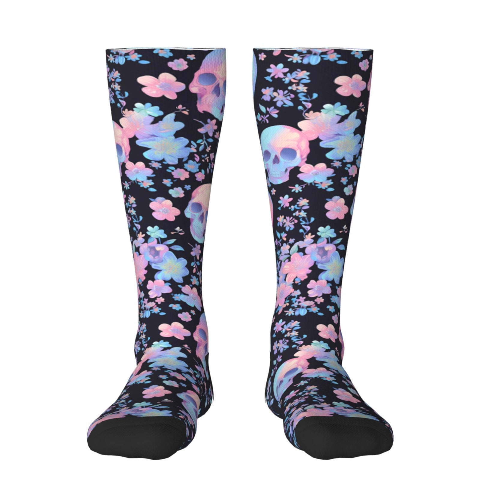 JUNZAN Fun Novelty Knee Warmer High Socks cool Skull flower Design ...