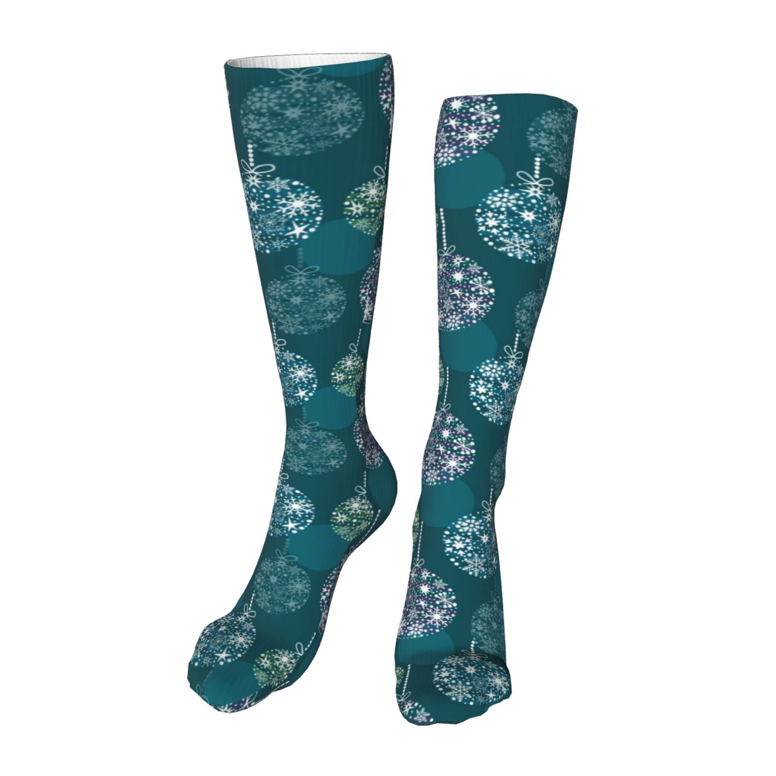 JUNZAN Fun Novelty Knee Warmer High Socks whiter Snowflake balloons ...