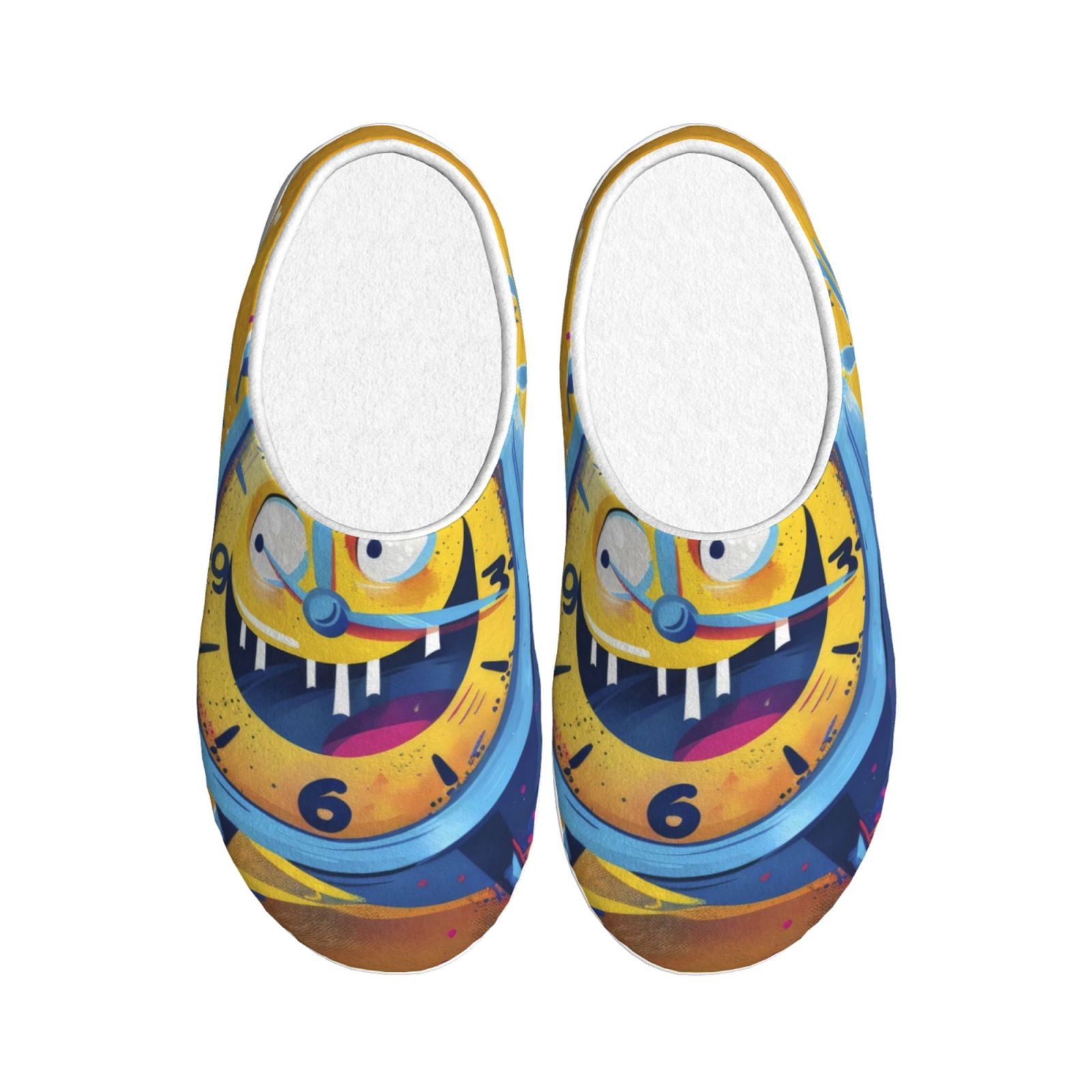 JUNZAN Funny Alarm Clock Illustration Print Cozy Slippers for Men ...