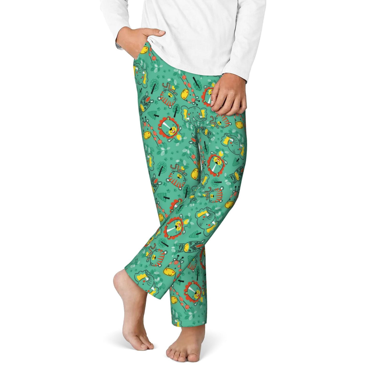 JUNZAN Funny Animals in Jungle Pattern Pajama Pants for Boys Girls ...