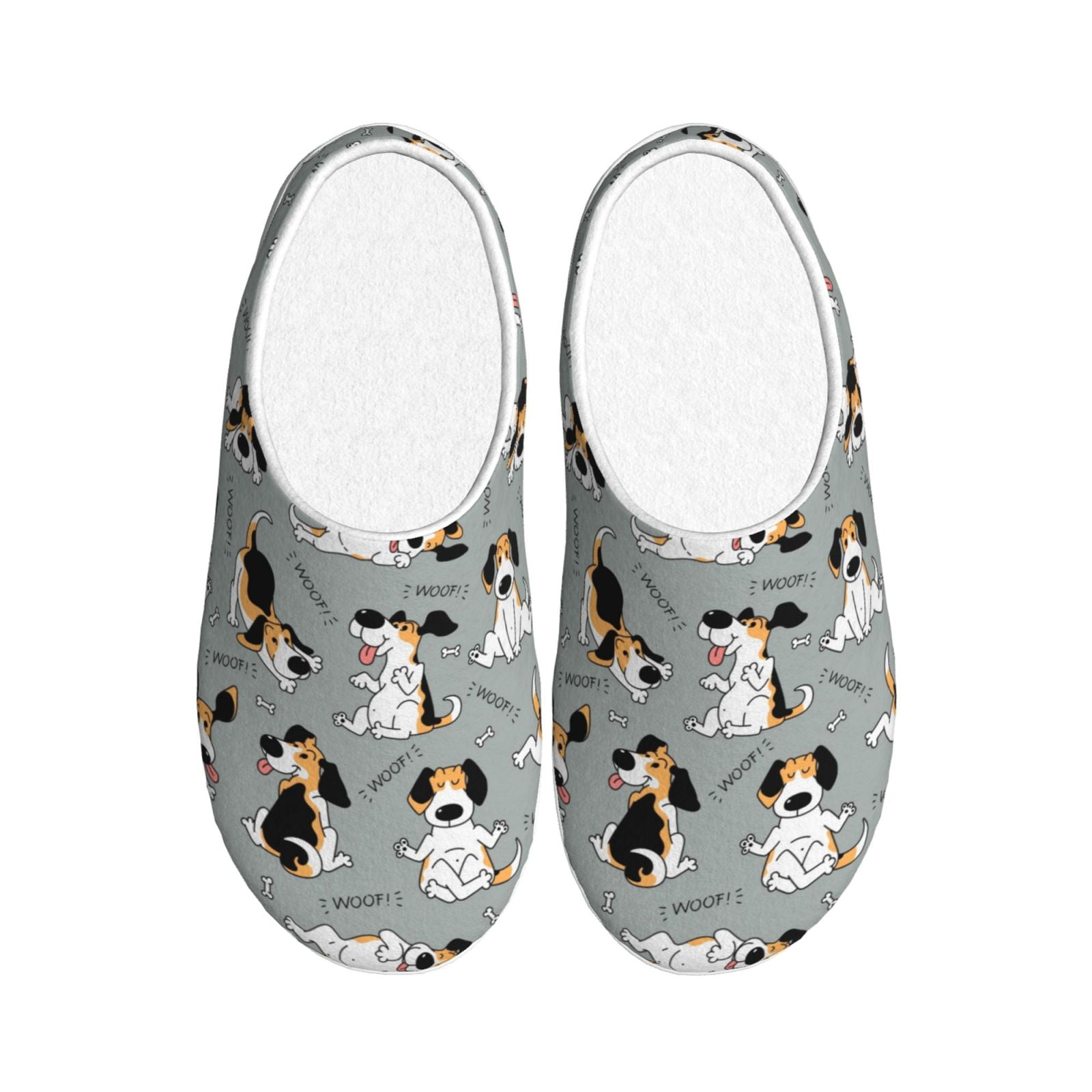 JUNZAN Funny Beagle Active Dog Print Cozy Slippers for Men& Women,Fuzzy ...