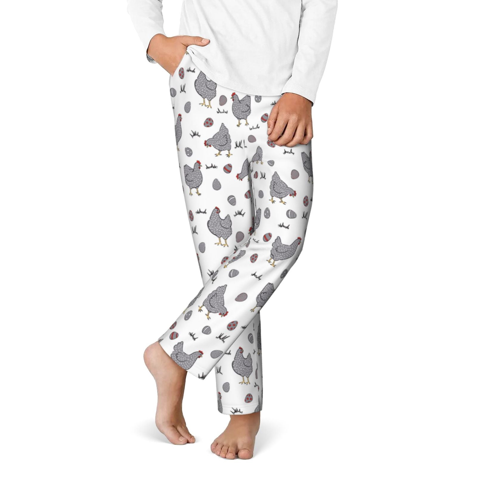 JUNZAN Funny Chicken Pattern Pajama Pants for Boys Girls,Sleep Pants ...