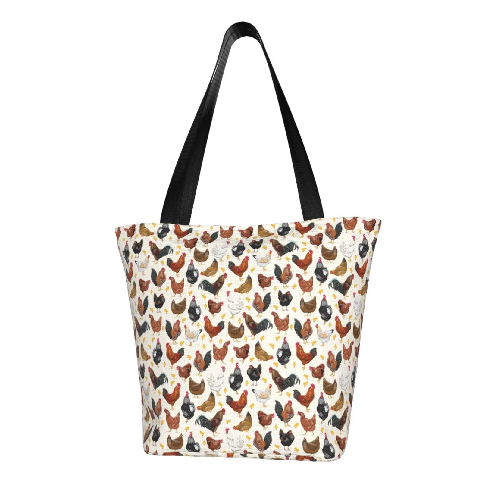 JUNZAN Funny Chicken for Shoulder Bag for Women,Tote Bag With Zipper ...