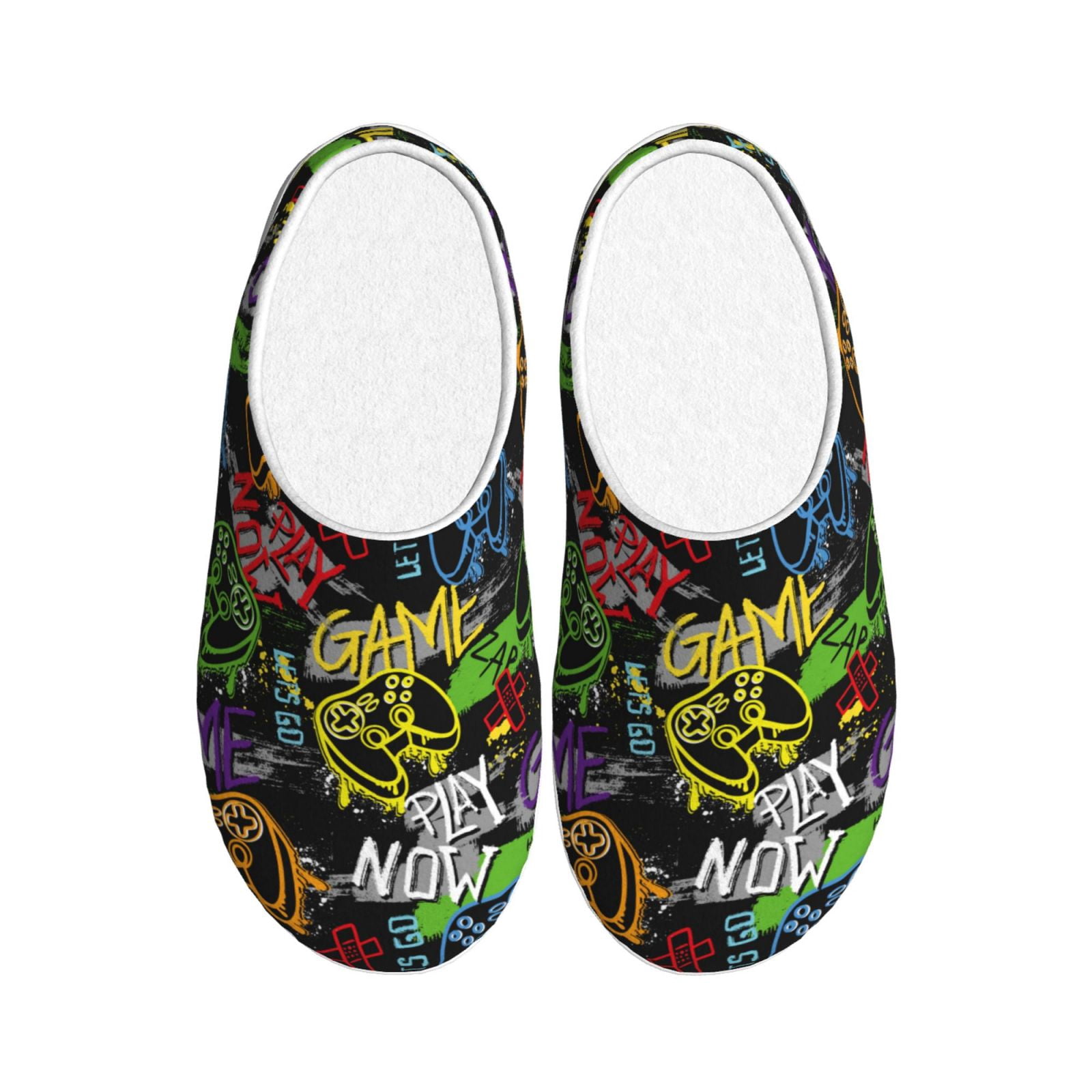 JUNZAN Game Joysticks Print Cozy Slippers for Men& Women,Fuzzy Slip-on ...