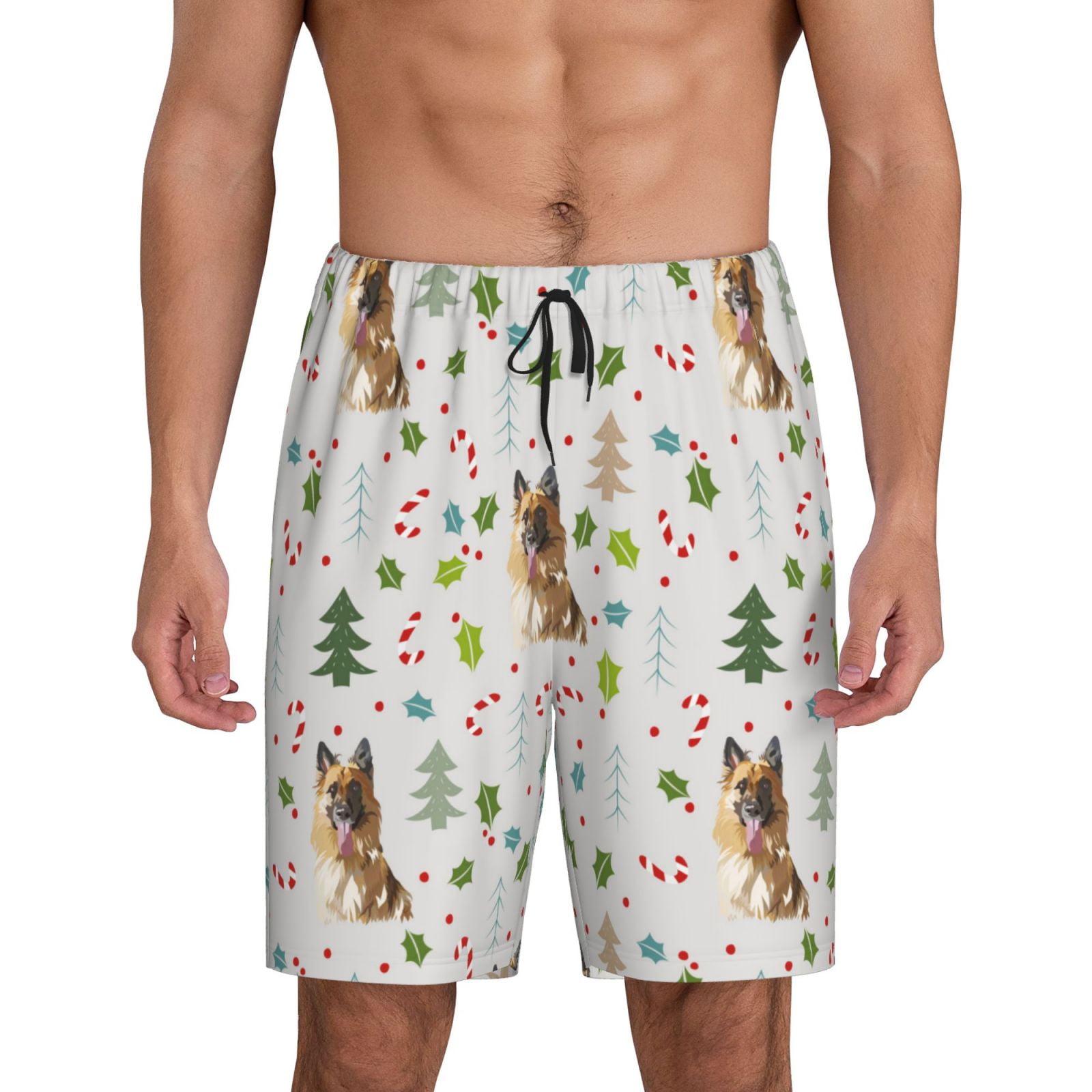 JUNZAN German Shepherd Dog Pattern Sleep Pajama Shorts for Men,Men's ...
