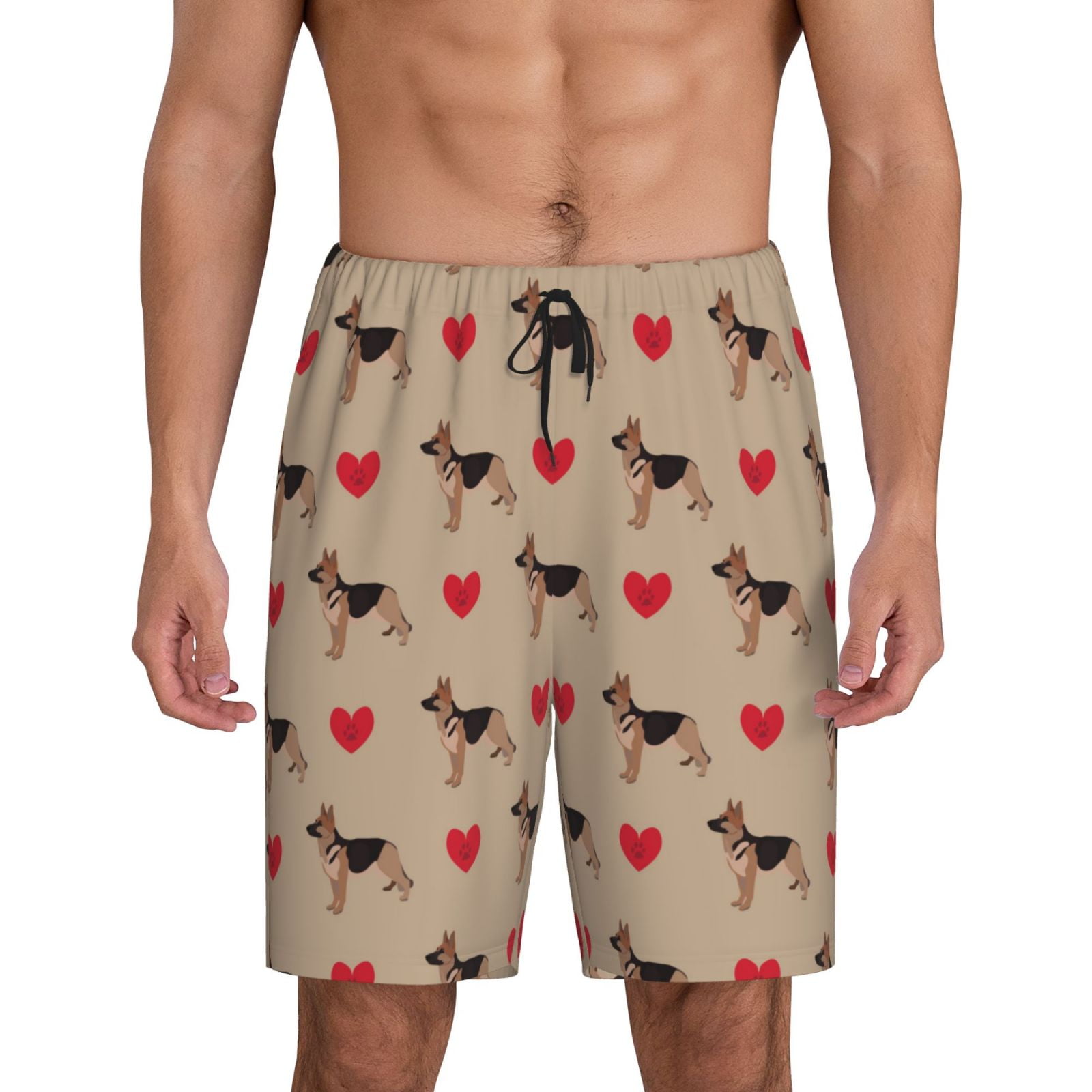 JUNZAN German Shepherd Dog Pattern Sleep Pajama Shorts for Men,Men's ...