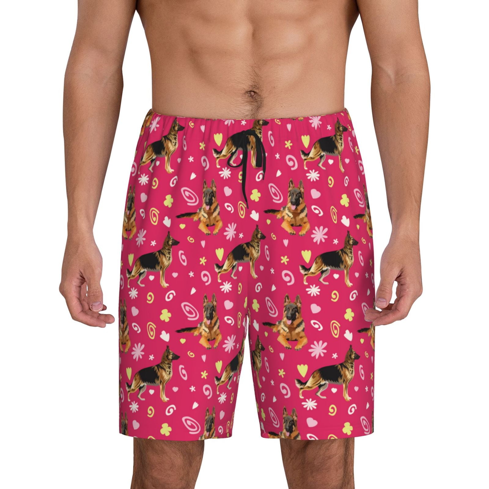 JUNZAN German Shepherd Dog Pattern Sleep Pajama Shorts for Men,Men's ...