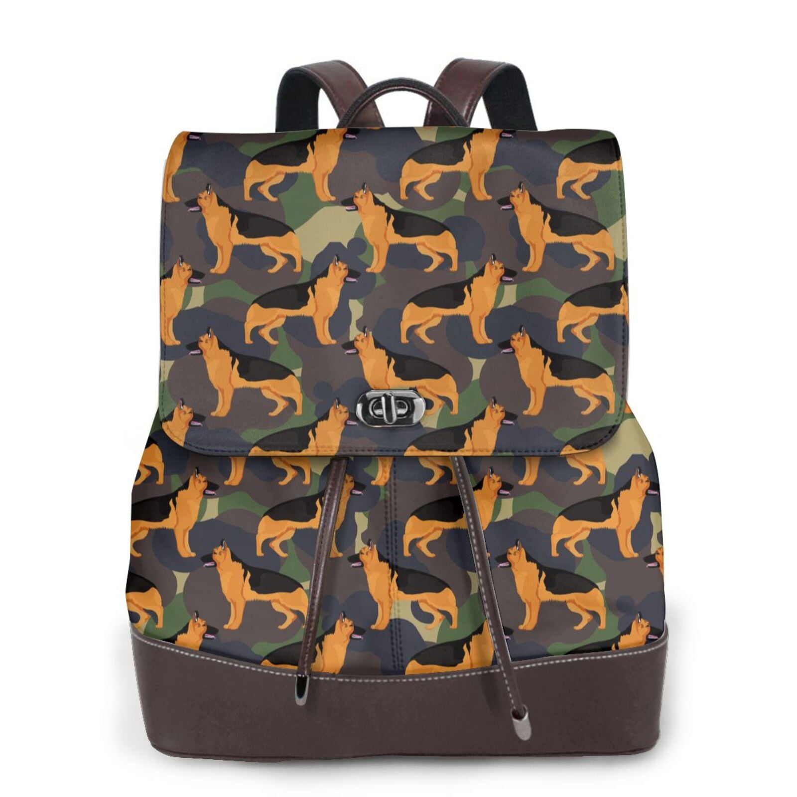 JUNZAN German Shepherd Dog for PU Leather Backpack,Laptop Backpack ...