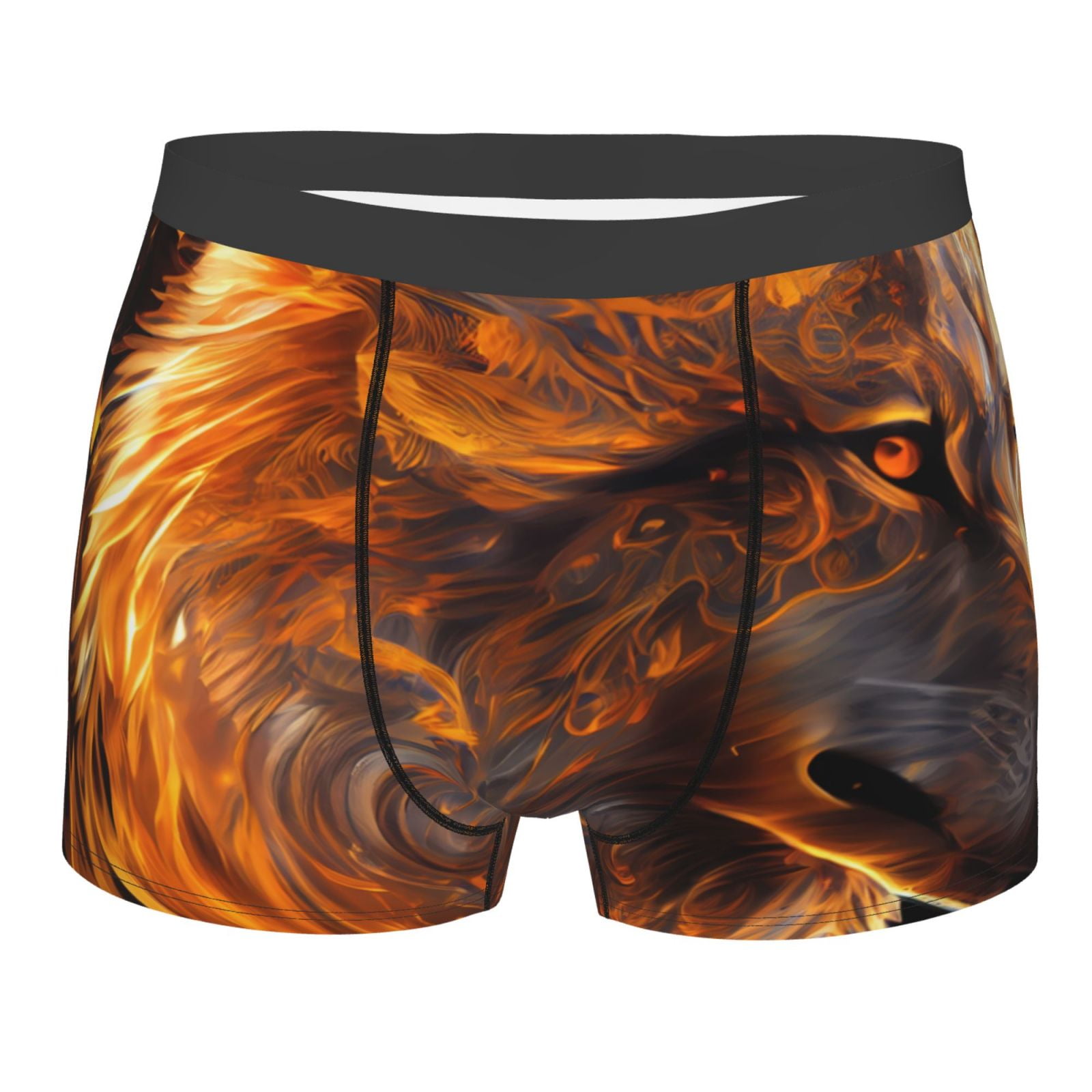JUNZAN Gold Flame Pattern Wolf Mens Underwear Boxer Briefs for Men’s ...