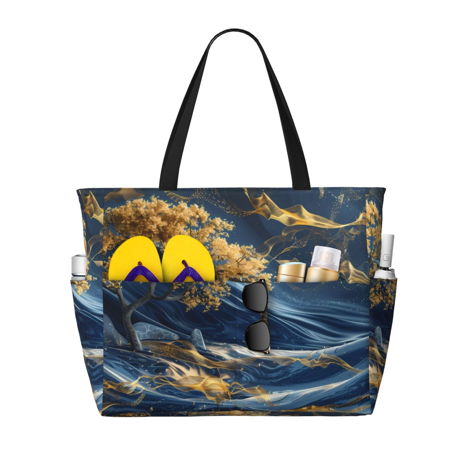 JUNZAN Golden Fantasy Landscape Pattern Women's Large Beach Bag ...