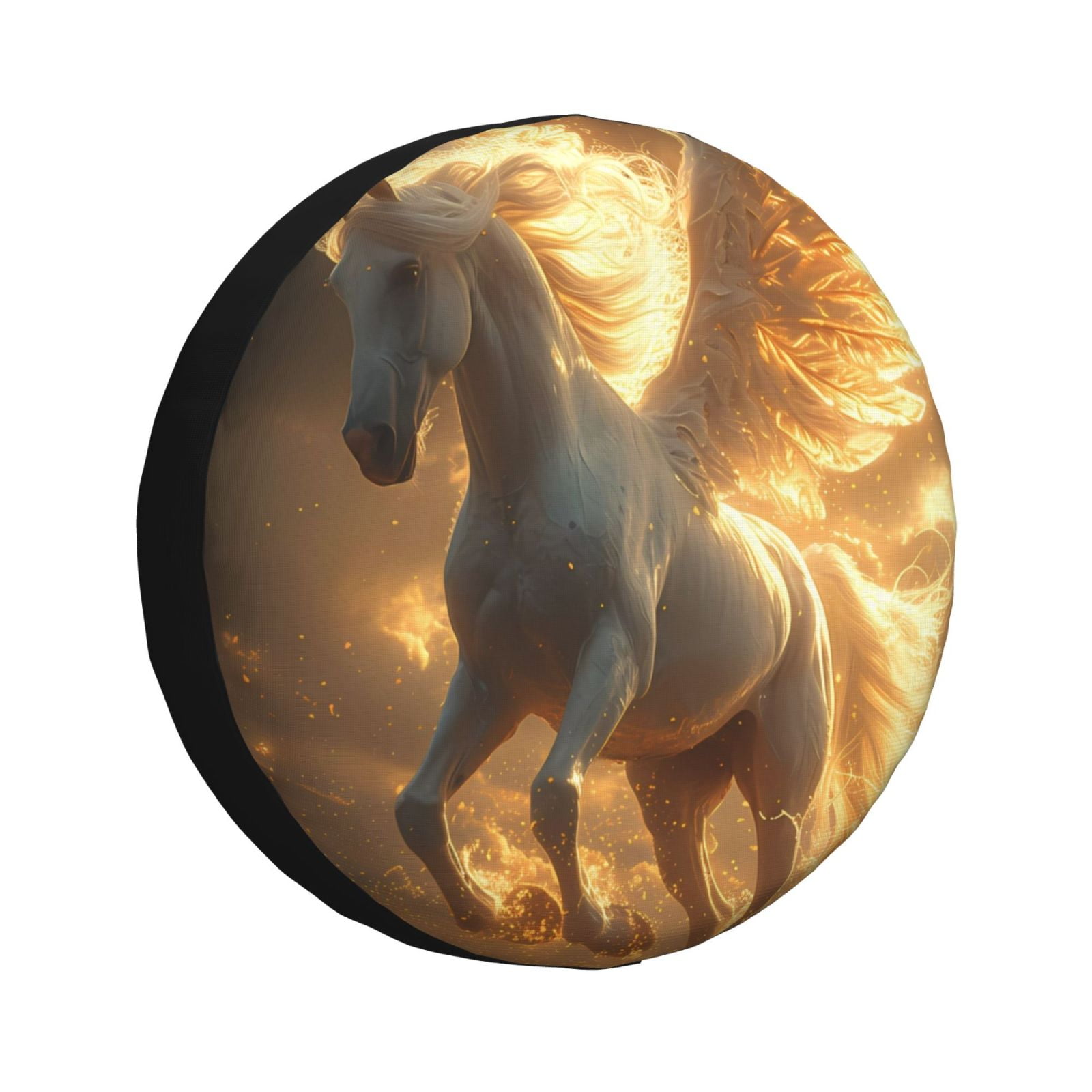 JUNZAN Golden Winged White Horse Tire Cover Wheel Protector for Truck ...