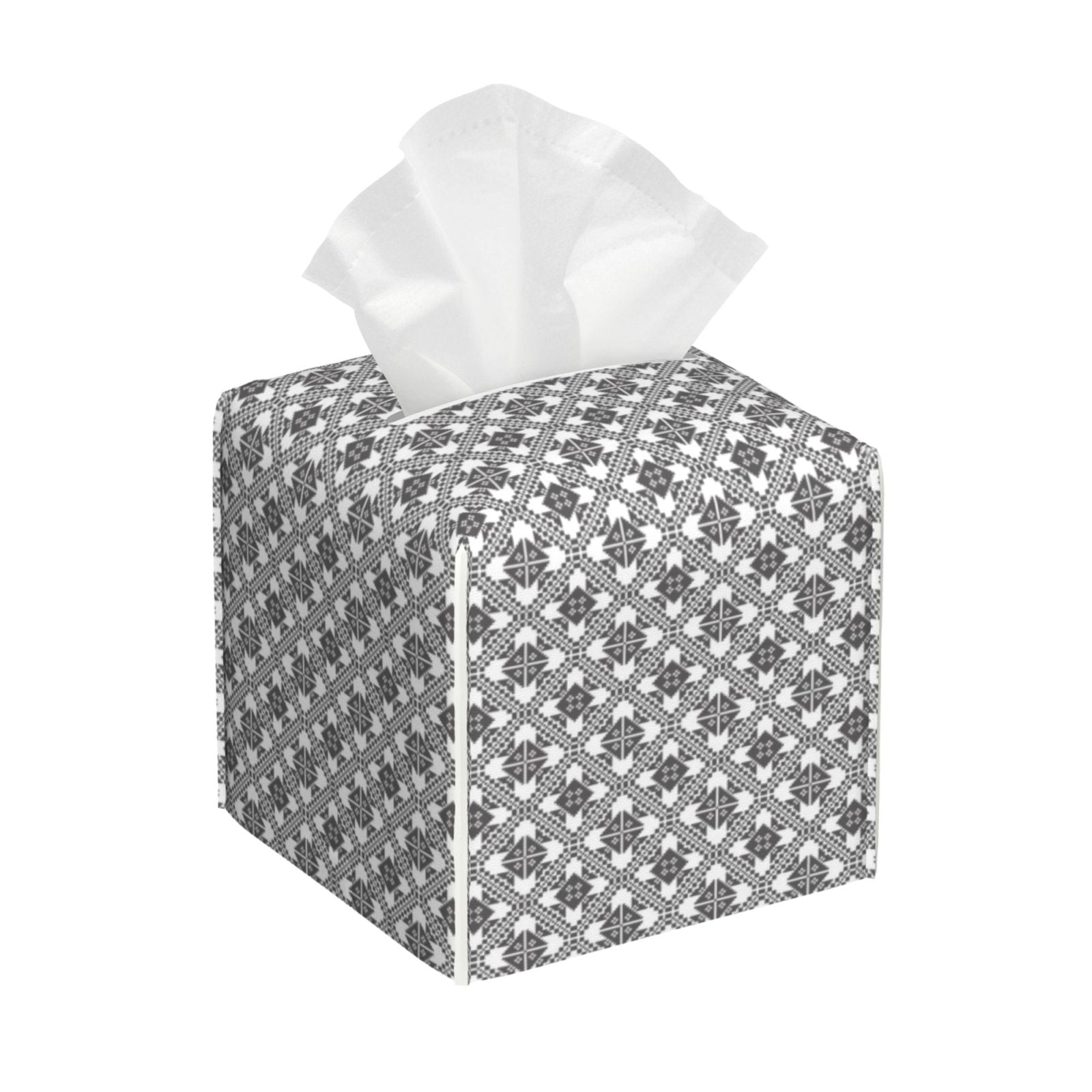 JUNZAN Gray Plaid for Tissue Box Cover Holder, Square Facial Tissue ...