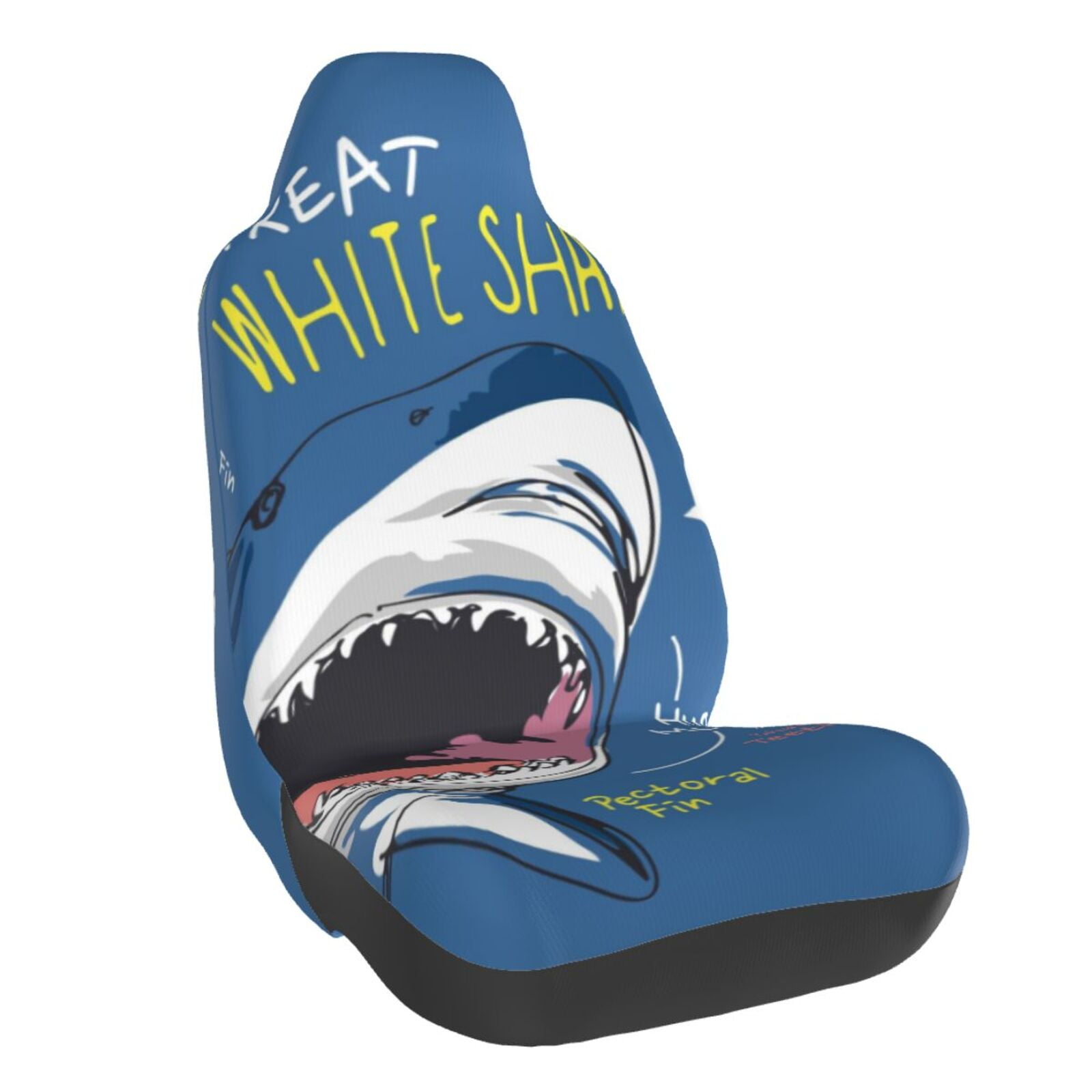 JUNZAN Great White Shark Pattern Seat Covers,Universal Fit Sedans,Cars ...