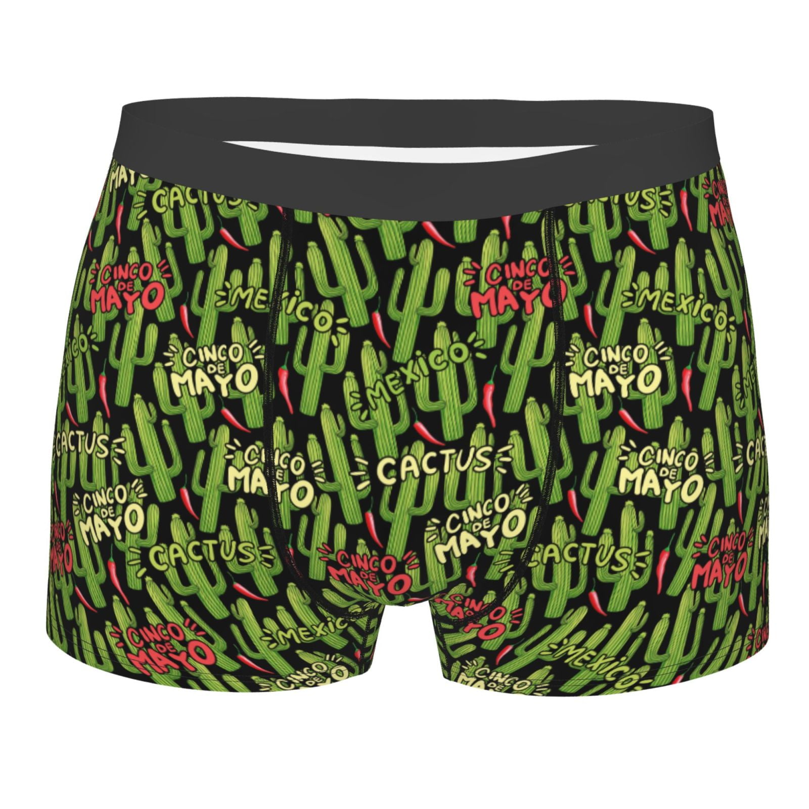 JUNZAN Green Cacti And Red Chili Mens Underwear Boxer Briefs for Men’s ...