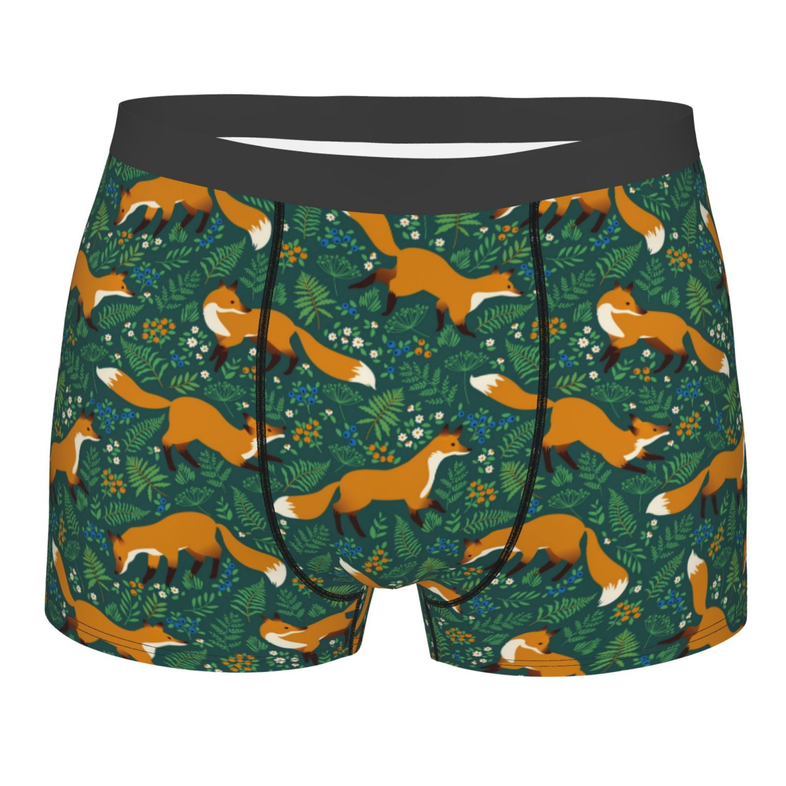 JUNZAN Green Plants with Fox Mens Underwear Boxer Briefs for Men’s ...