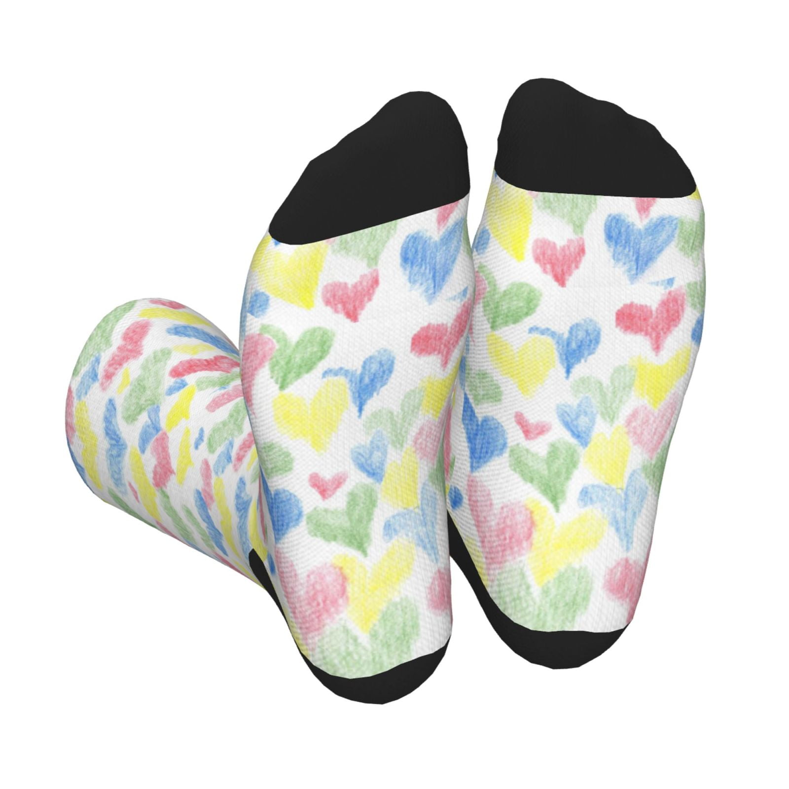JUNZAN Hand Drawn Colored Hearts Design Fun Novelty Knee Warmer High ...