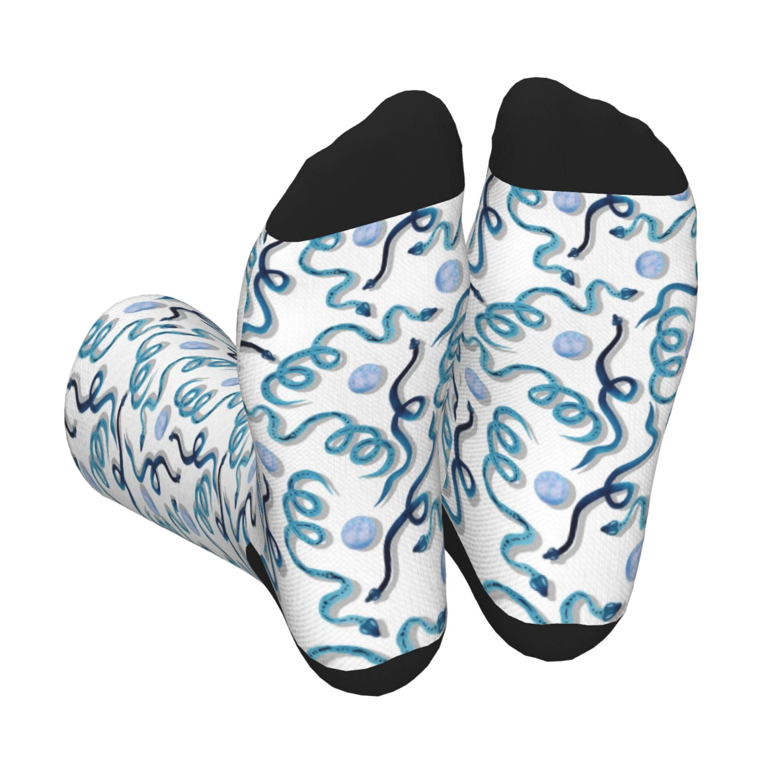 JUNZAN Hand Drawn Snake Design Fun Novelty Knee Warmer High Socks ...