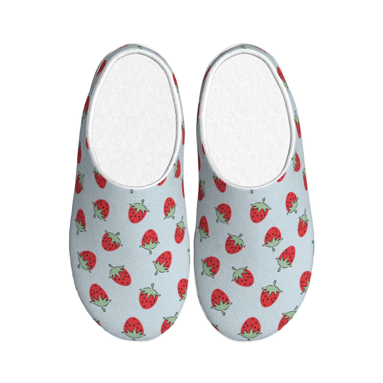 JUNZAN Hand Drawn Strawberry Print Cozy Slippers for Men& Women,Fuzzy ...