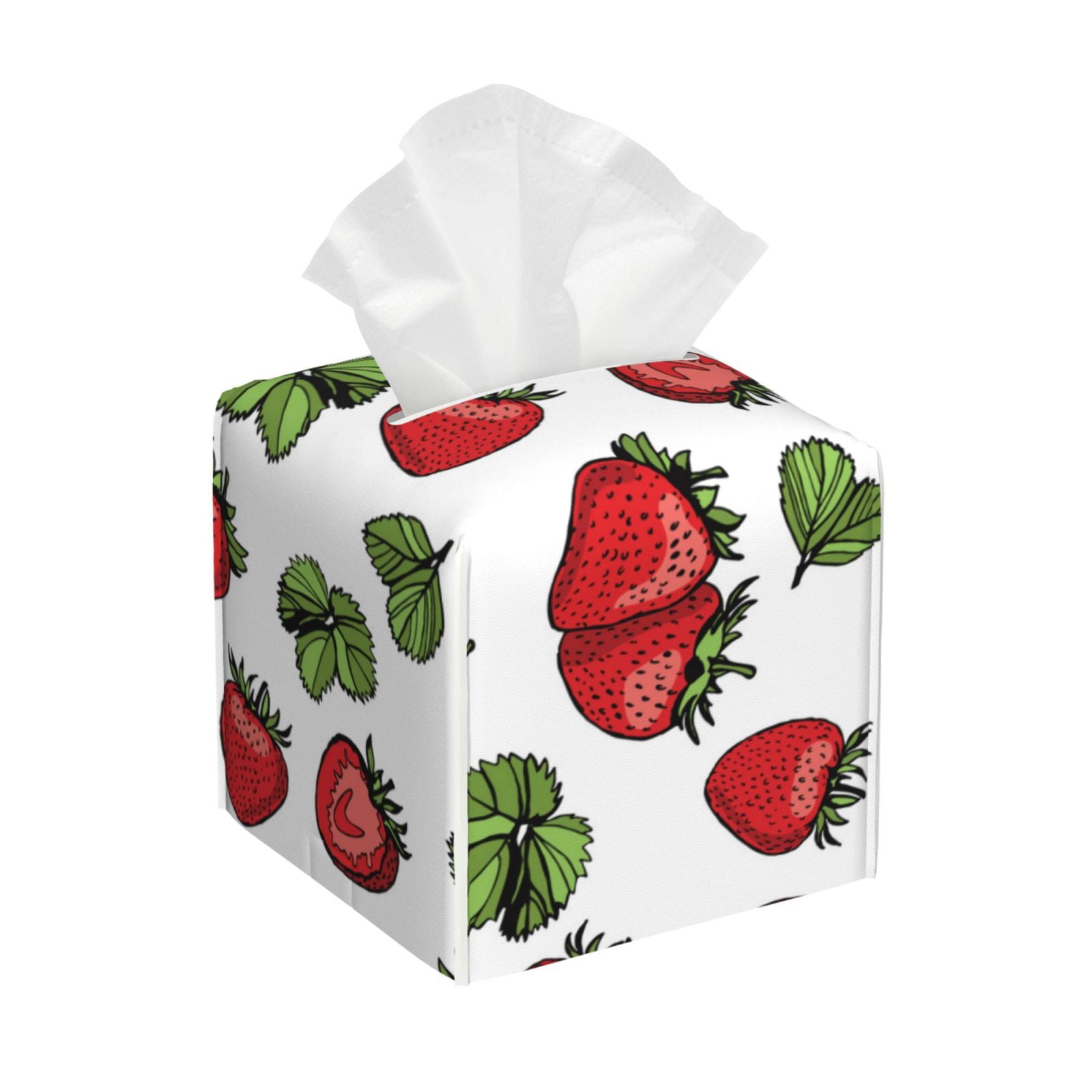 JUNZAN Hand Drawn Strawberry for Tissue Box Cover Holder, Square Facial ...