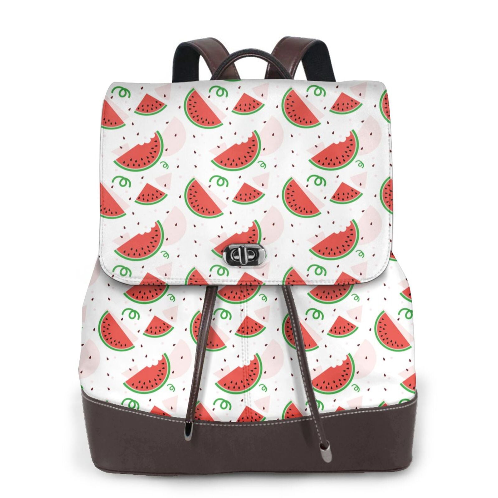 JUNZAN Hand Drawn Watermelon for PU Leather Backpack,Laptop Backpack ...