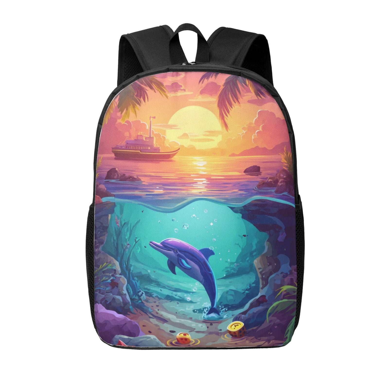 JUNZAN Hawaiian Island Dolphin Pattern Travel Laptop Backpack for Men ...