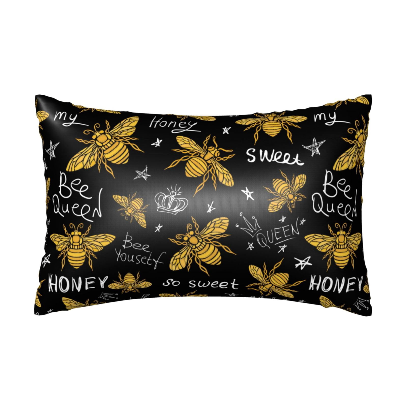 JUNZAN Hohey Bee Golden Embroidery Silk Pillowcase for Hair and Skin ...