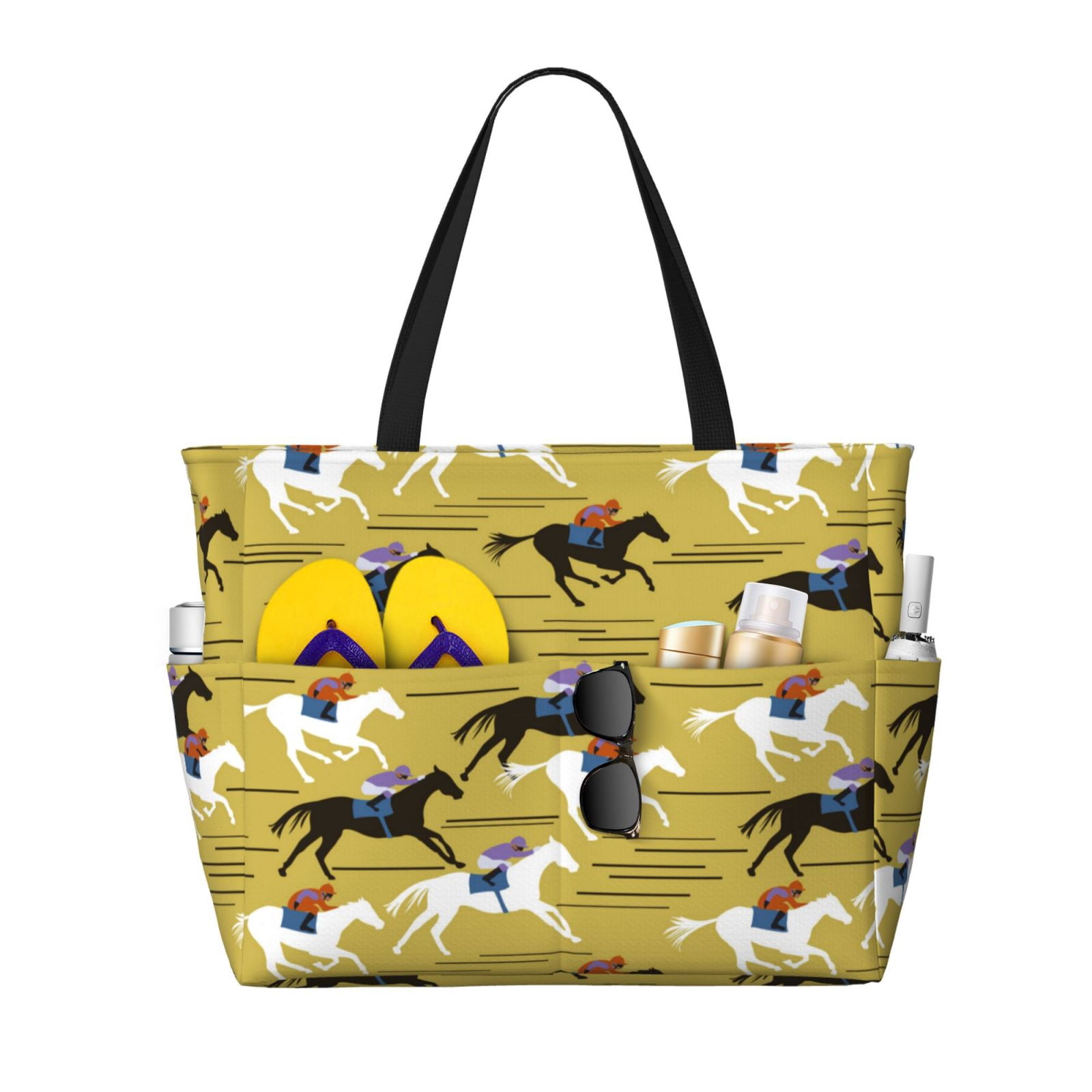 JUNZAN Horsemen In Horseraces Pattern Women's Large Beach Bag ...