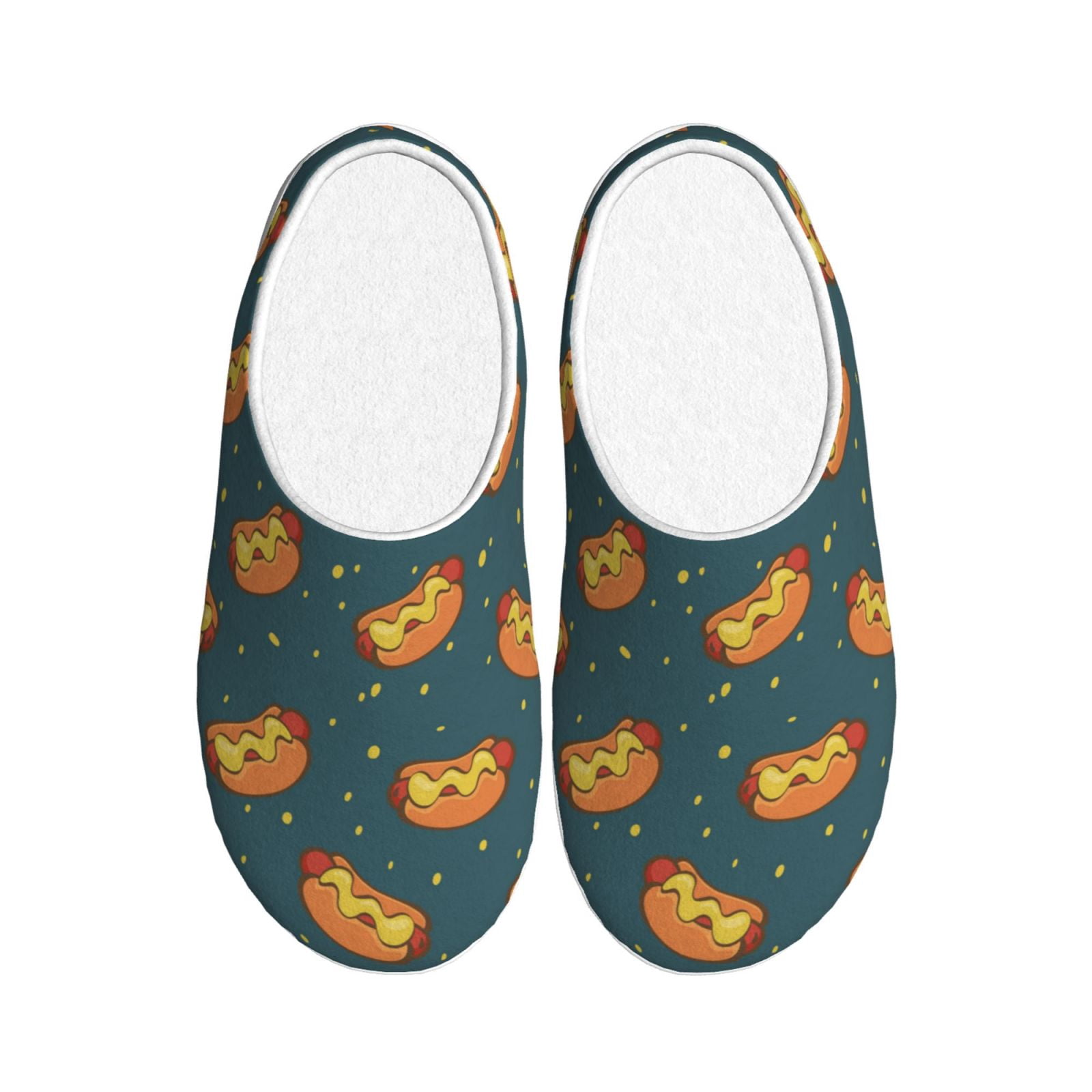 JUNZAN Hot Dog 6 Print Cozy Slippers for Men& Women,Fuzzy Slip-on ...