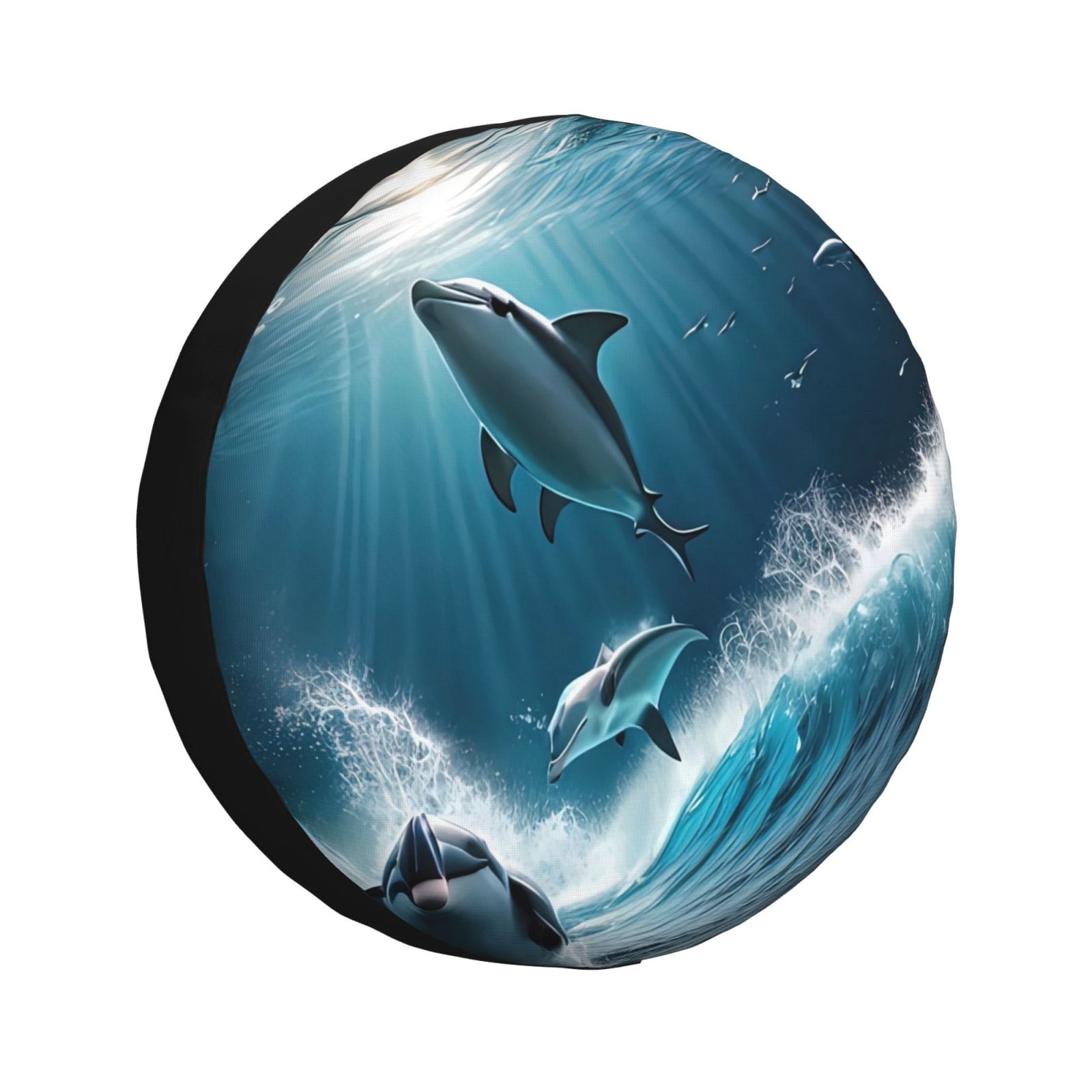 JUNZAN Ice Blue Ocean Cute Dolphin A Tire Cover Wheel Protector for ...