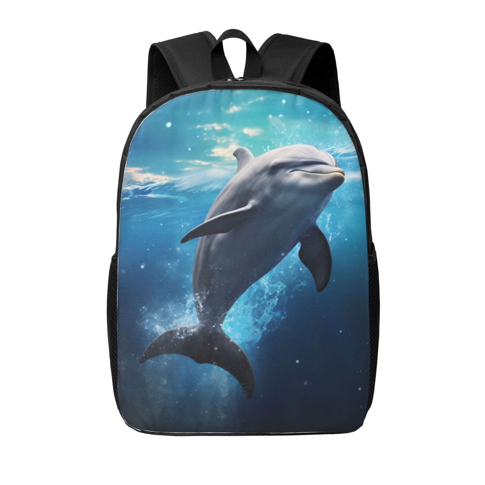 JUNZAN Ice Blue Ocean Cute Dolphin Pattern Travel Laptop Backpack for ...