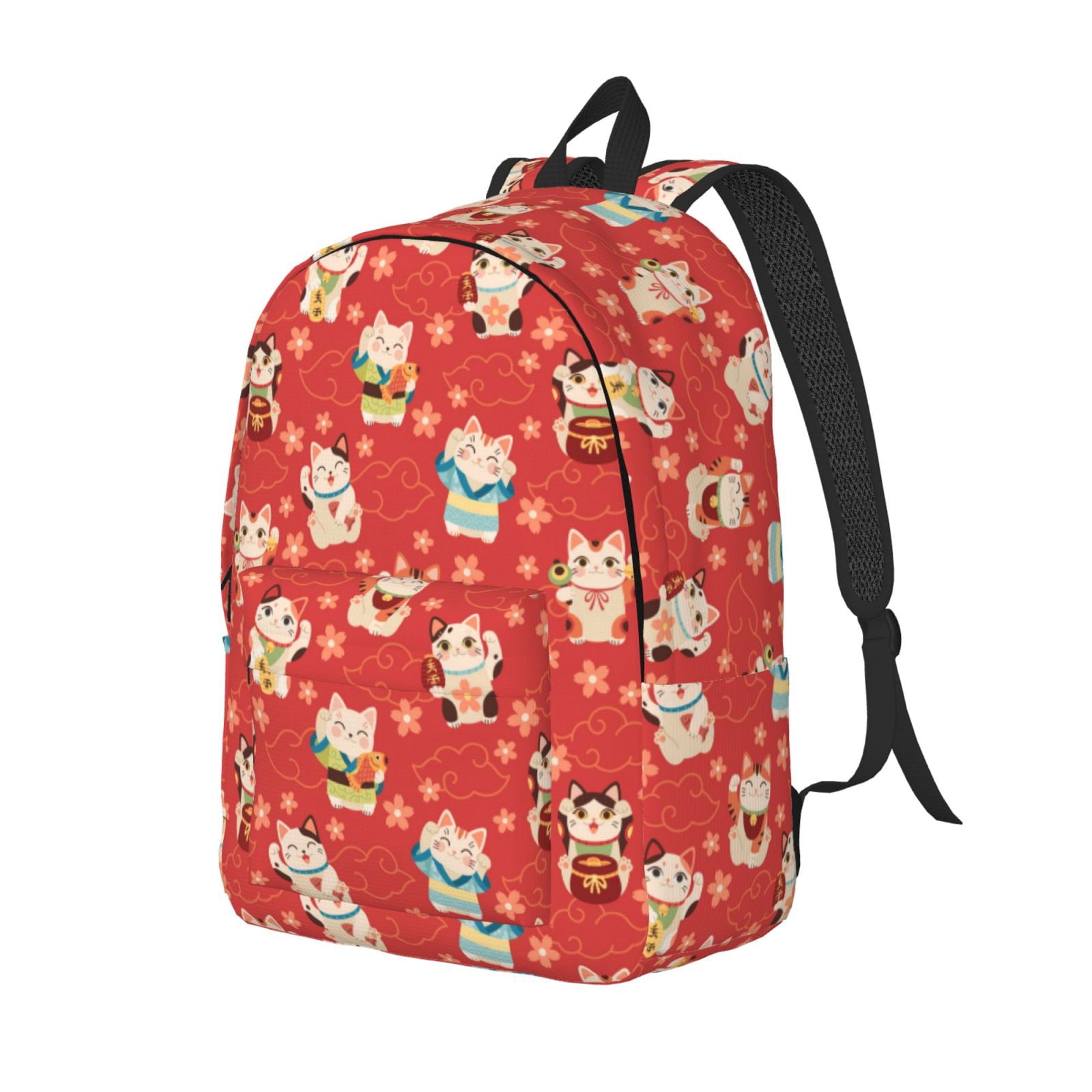 JUNZAN Japanese Maneki Cats Pattern Travel Laptop Backpack for Men ...