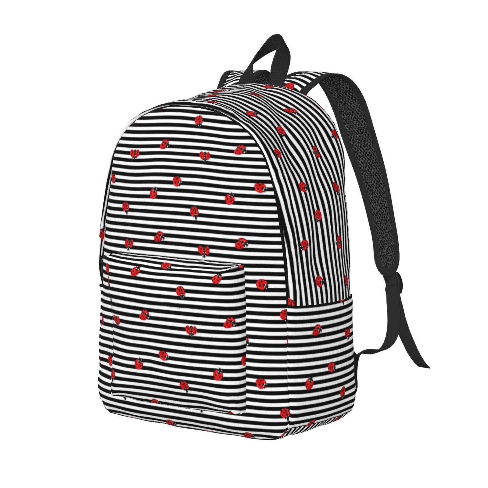 JUNZAN Ladybugs on Black and White Striped Pattern Travel Laptop ...