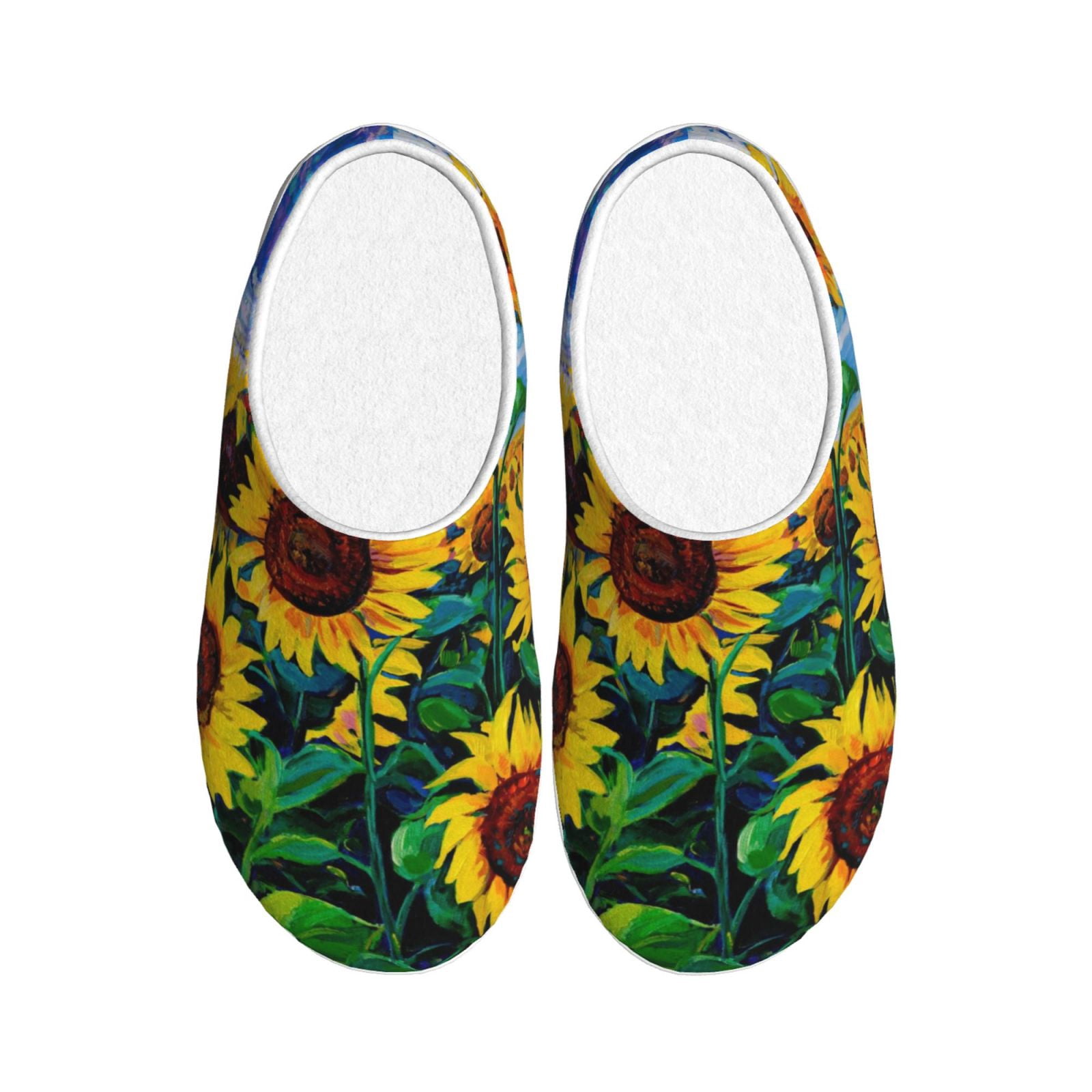 JUNZAN Landscape With Sunflowers Print Cozy Slippers for Men& Women ...