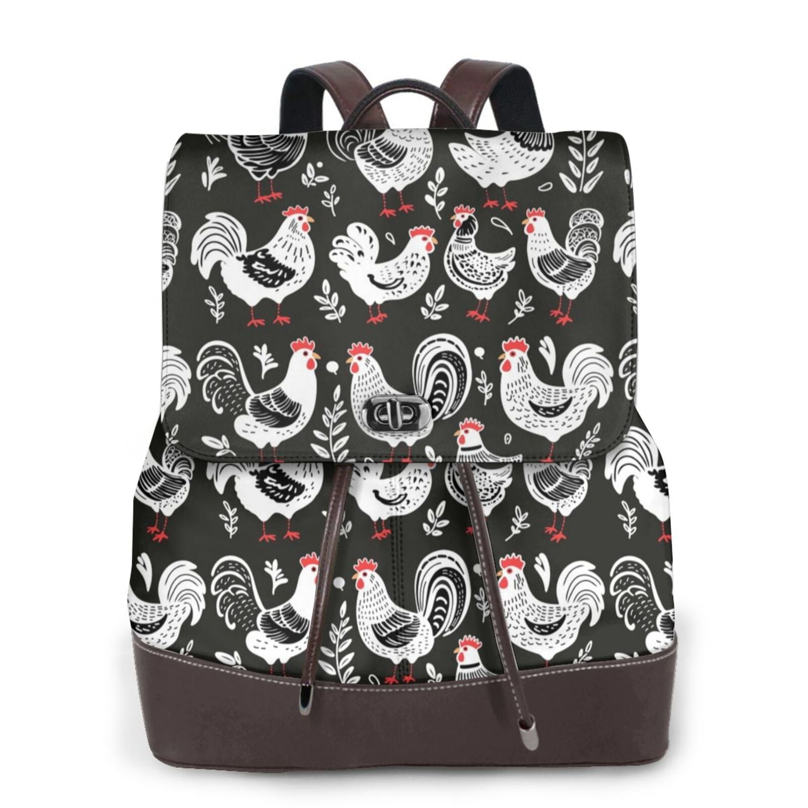 JUNZAN Laying Hens And Roosters for PU Leather Backpack,Laptop Backpack ...