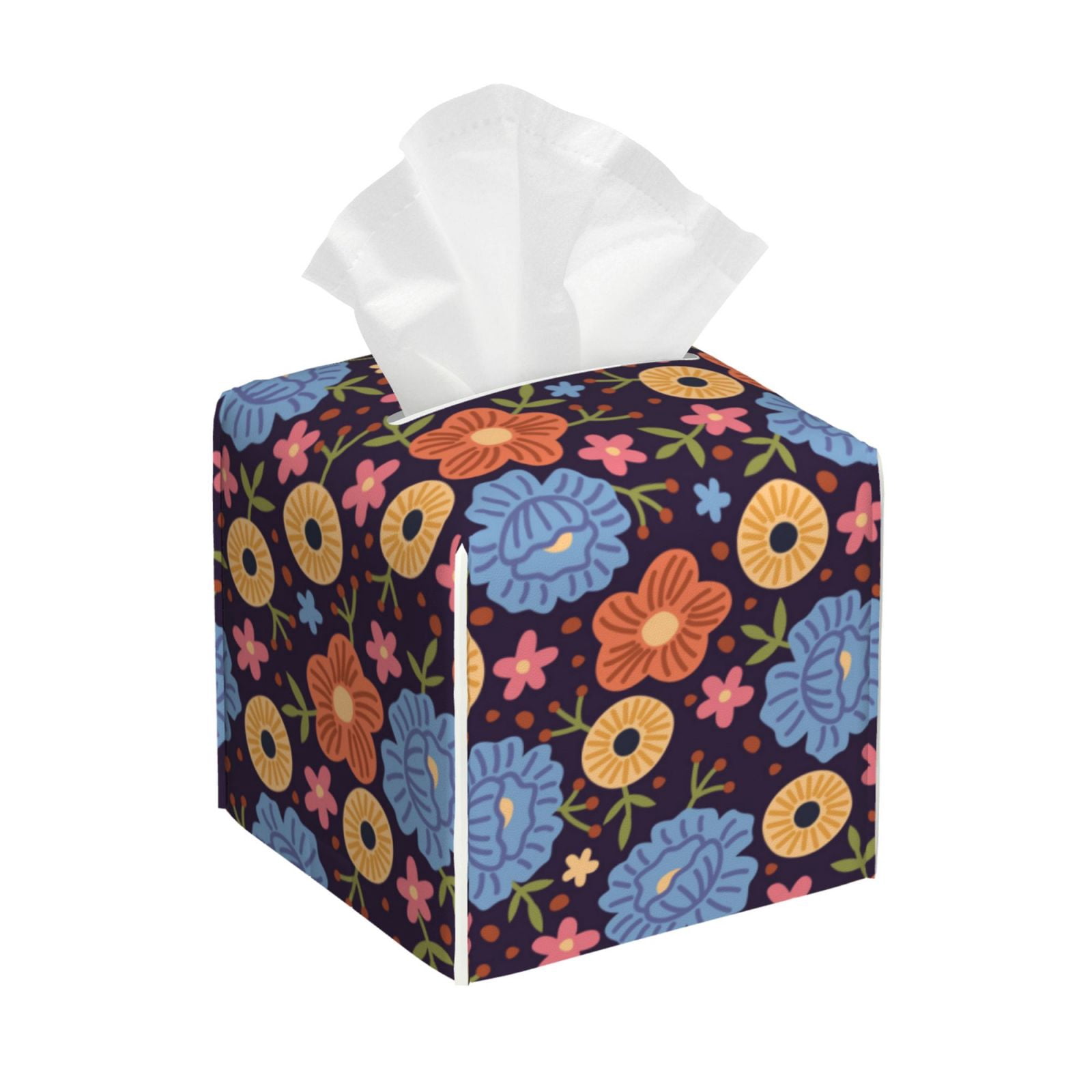 JUNZAN Leaves Flower for Tissue Box Cover Holder, Square Facial Tissue ...