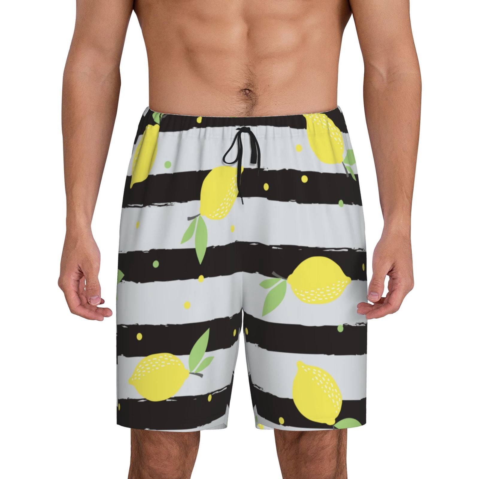 JUNZAN Lemon Pattern Sleep Pajama Shorts for Men,Men's Pajama Bottoms ...