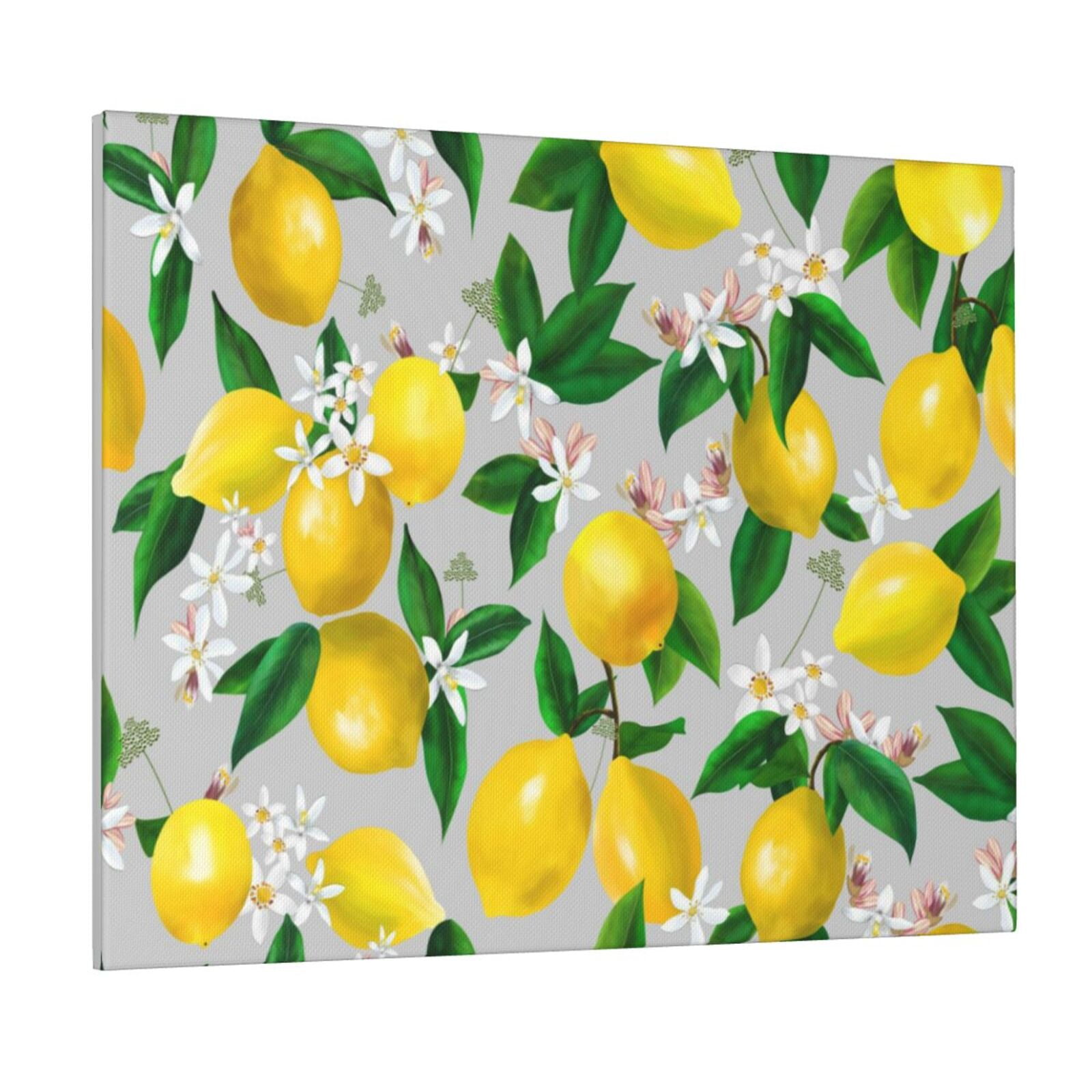 JUNZAN Lemon Seamless Pattern Oil Painting Effect Pattern Canvas Art ...