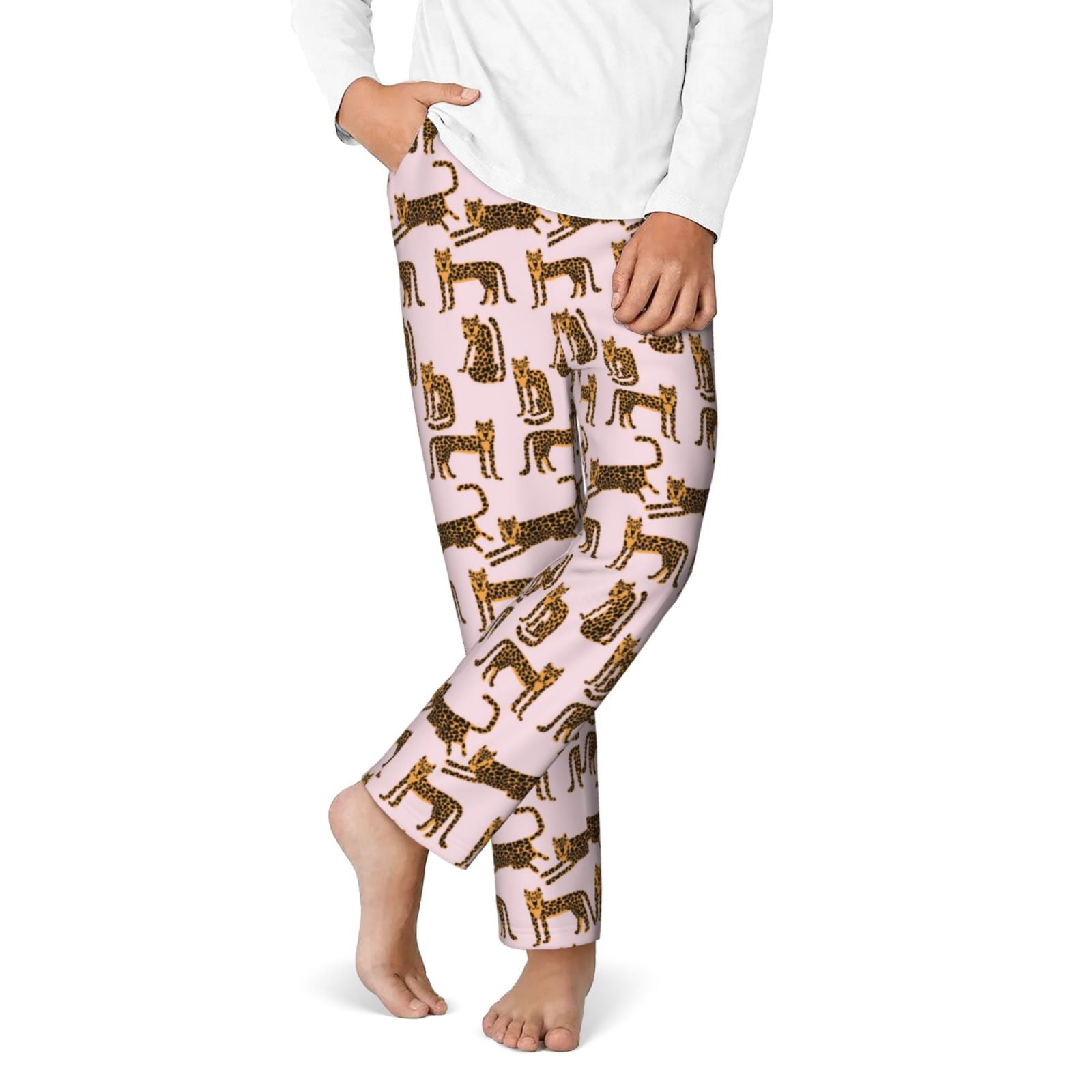 JUNZAN Leopard Print Pattern Pajama Pants for Boys Girls,Sleep Pants ...