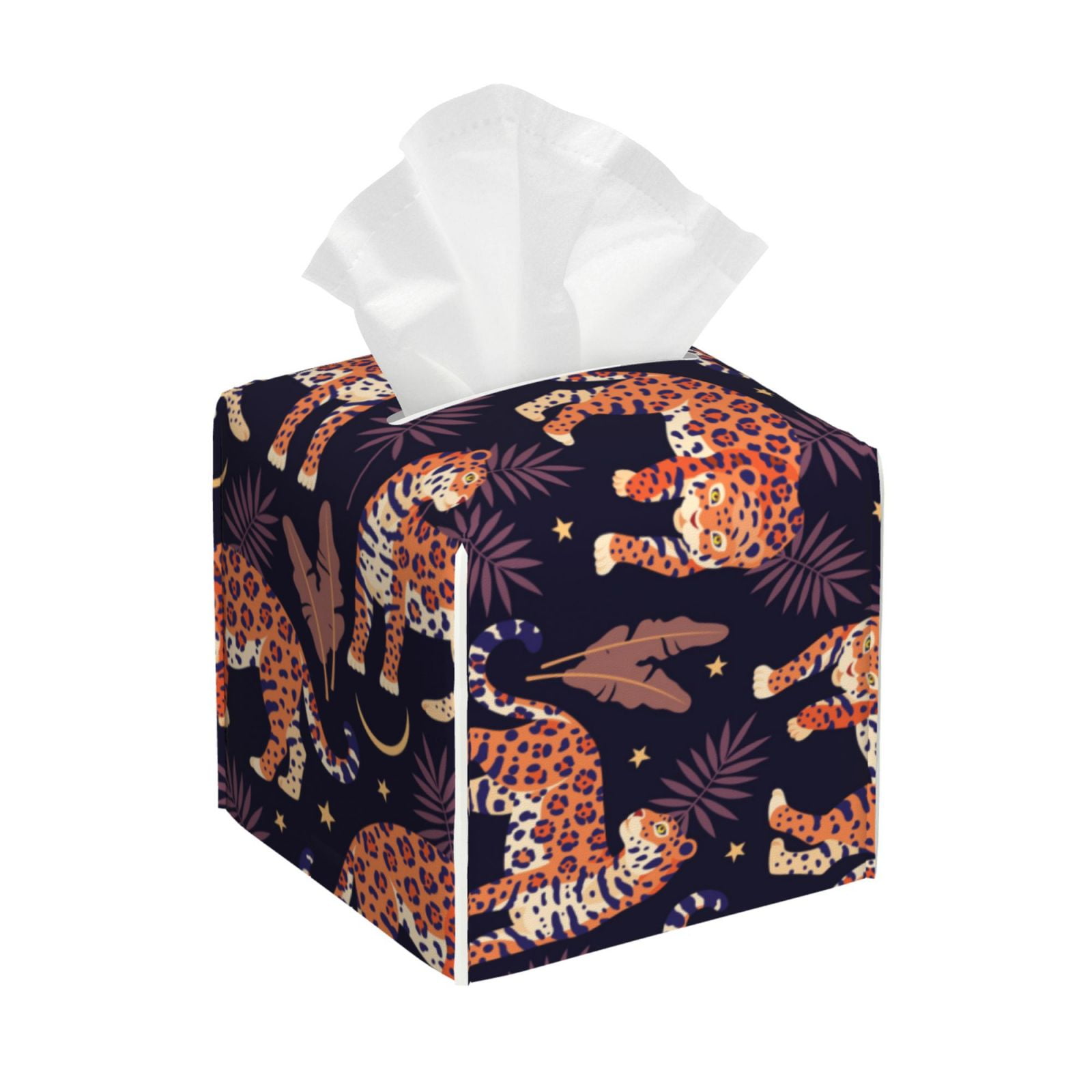 JUNZAN Leopard Print for Tissue Box Cover Holder, Square Facial Tissue ...