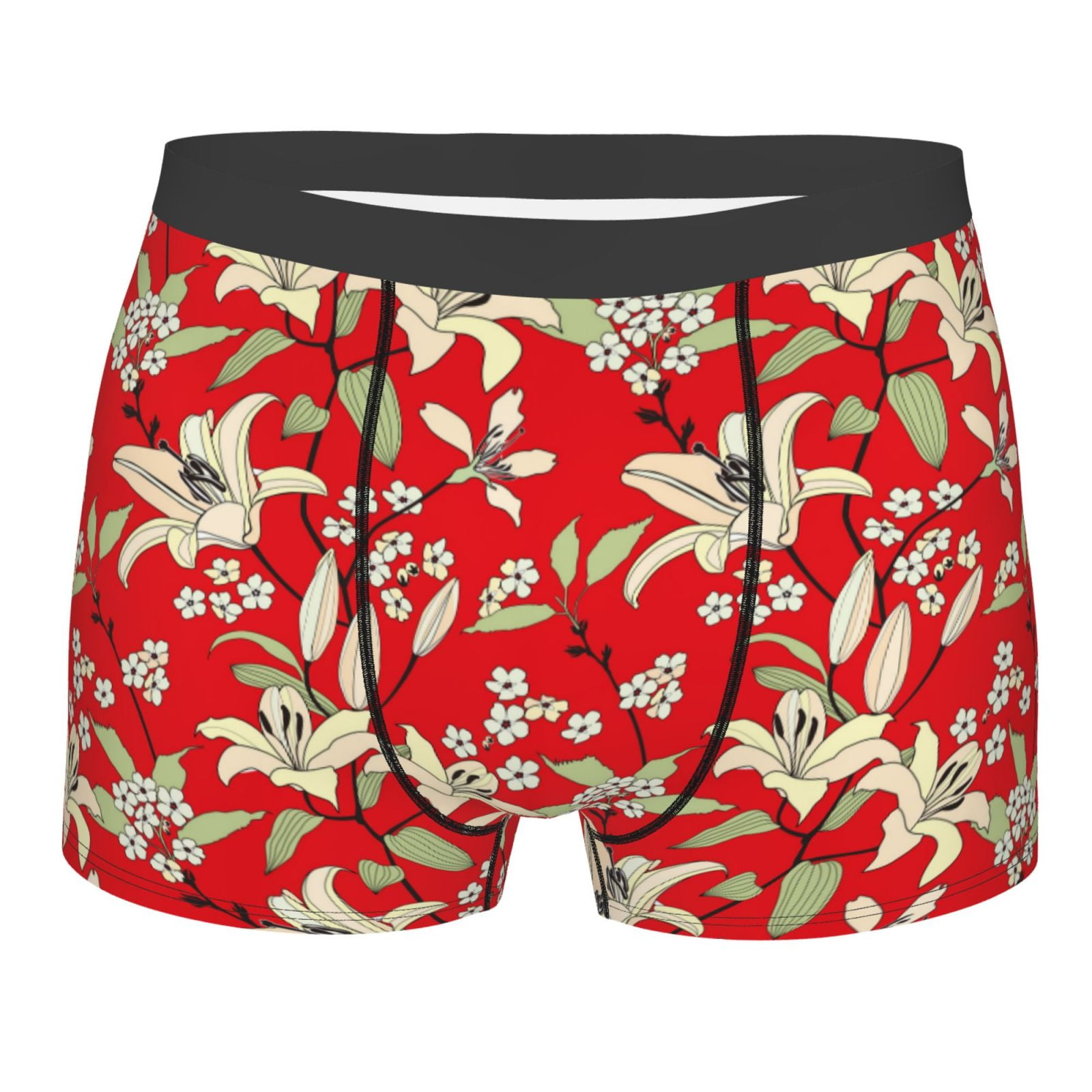 JUNZAN Lilies Flowers Mens Underwear Boxer Briefs for Men’s - Medium ...