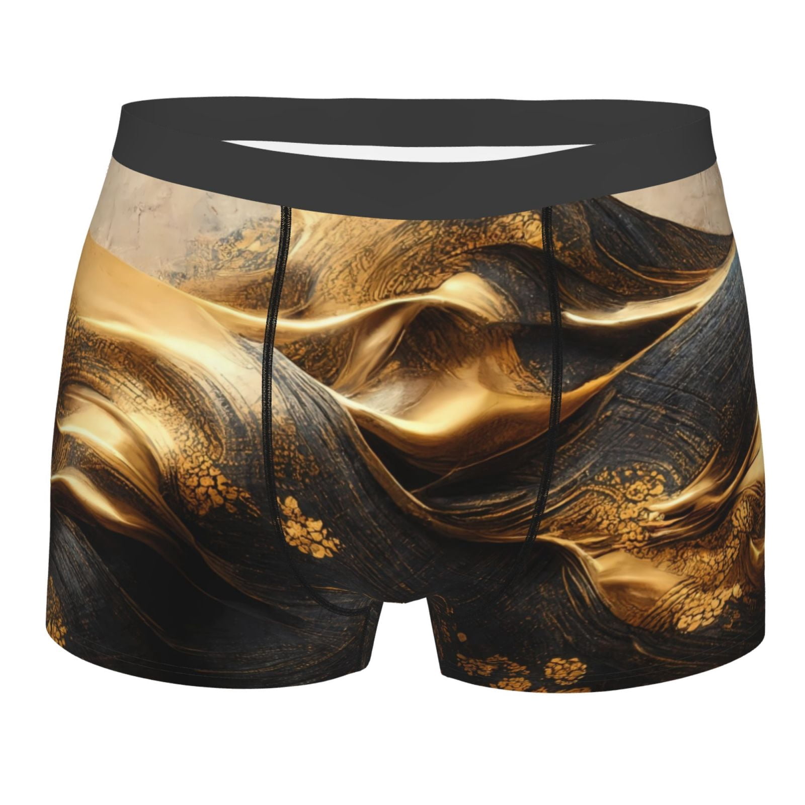 JUNZAN Luxurious Gold Flow Mens Underwear Boxer Briefs for Men’s-Small ...