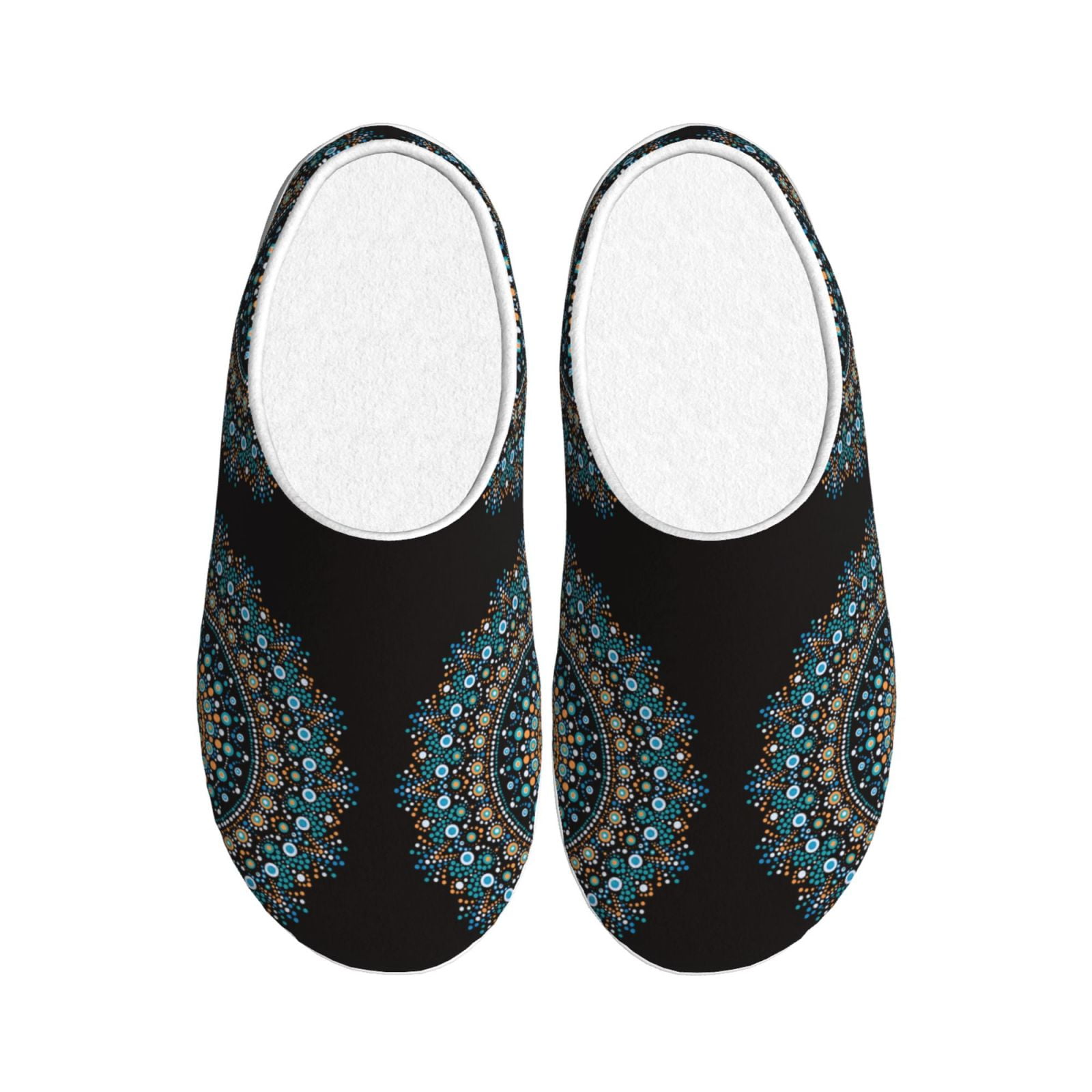 JUNZAN Mandala Print Cozy Slippers for Men& Women,Fuzzy Slip-on ...