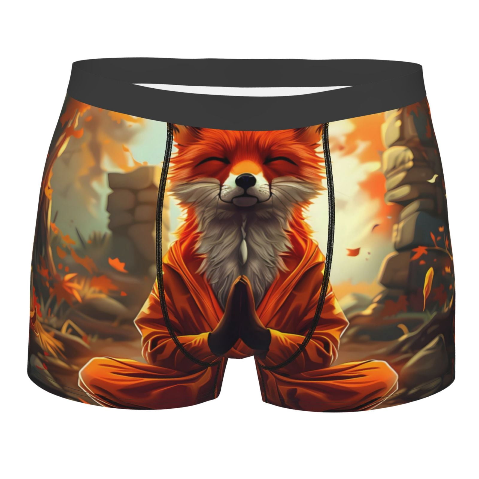 JUNZAN Maple Leaf Meditating Fox Mens Underwear Boxer Briefs for Men’s ...