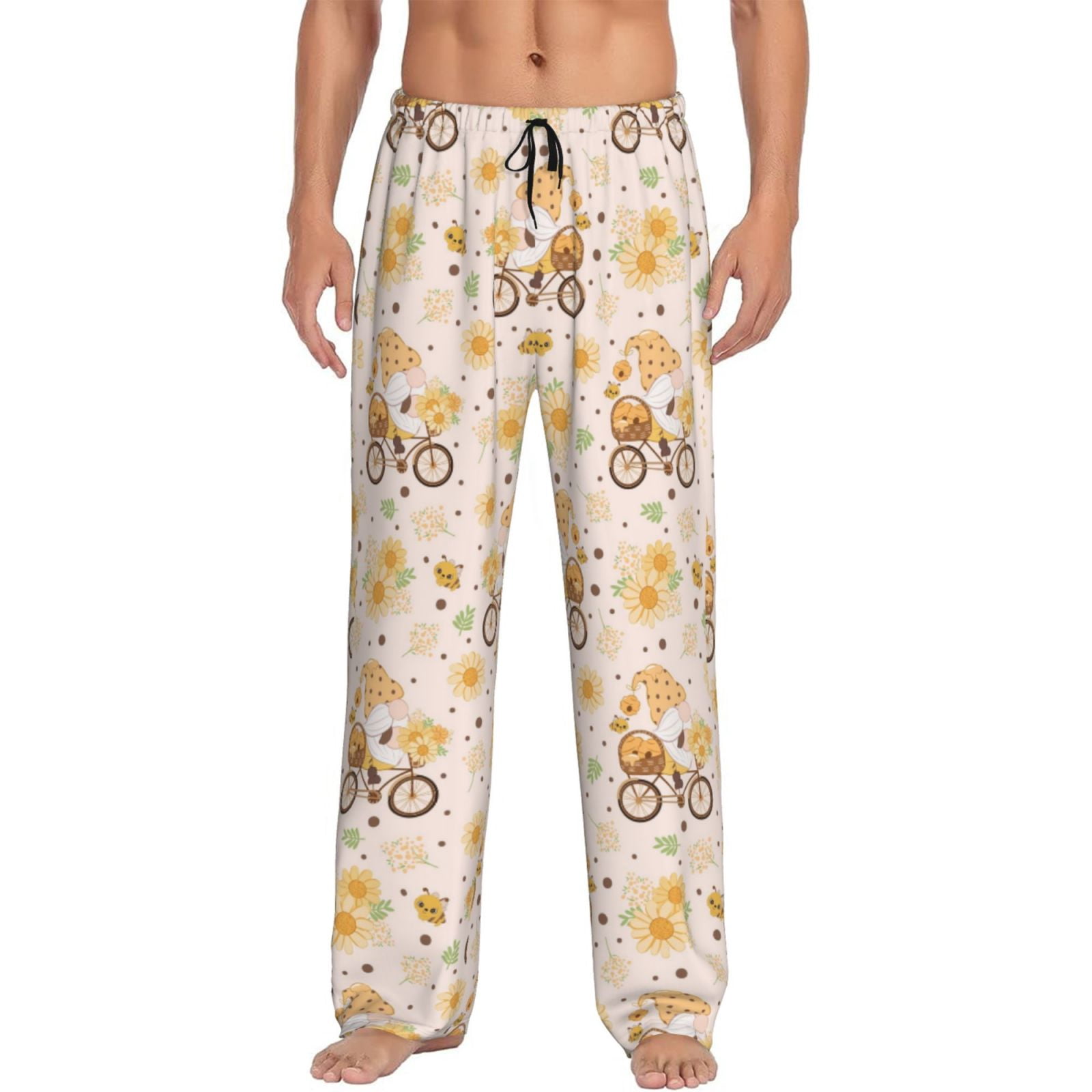 JUNZAN Men's Pajama Pants Cute Bee Gnome1 Sleepwear Pants PJ Bottoms Drawstring and Pockets ...