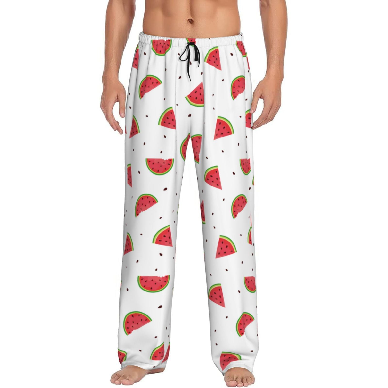 JUNZAN Men's Pajama Pants Hand Drawn Watermelon Sleepwear Pants PJ ...